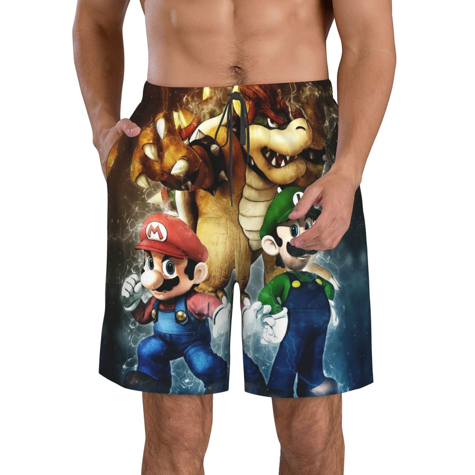 Super Mario And Luigi55 Summer Beach Sign Mens Swim Trunks Quick Dry ...