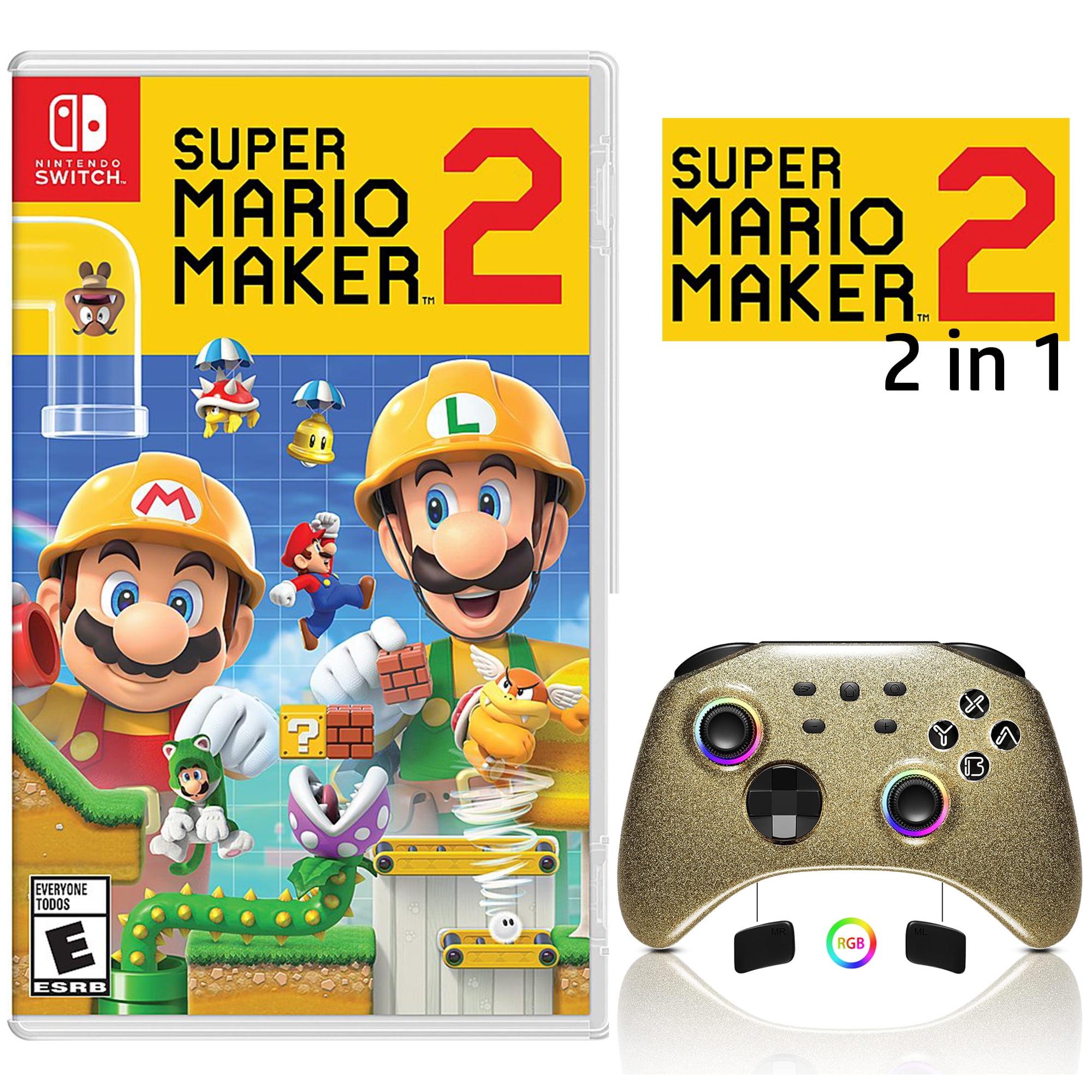 Super Mario Maker 2 Game Disc and Upgraded Switch Pro Controller for Nintendo Switch/OLED/Lite ...