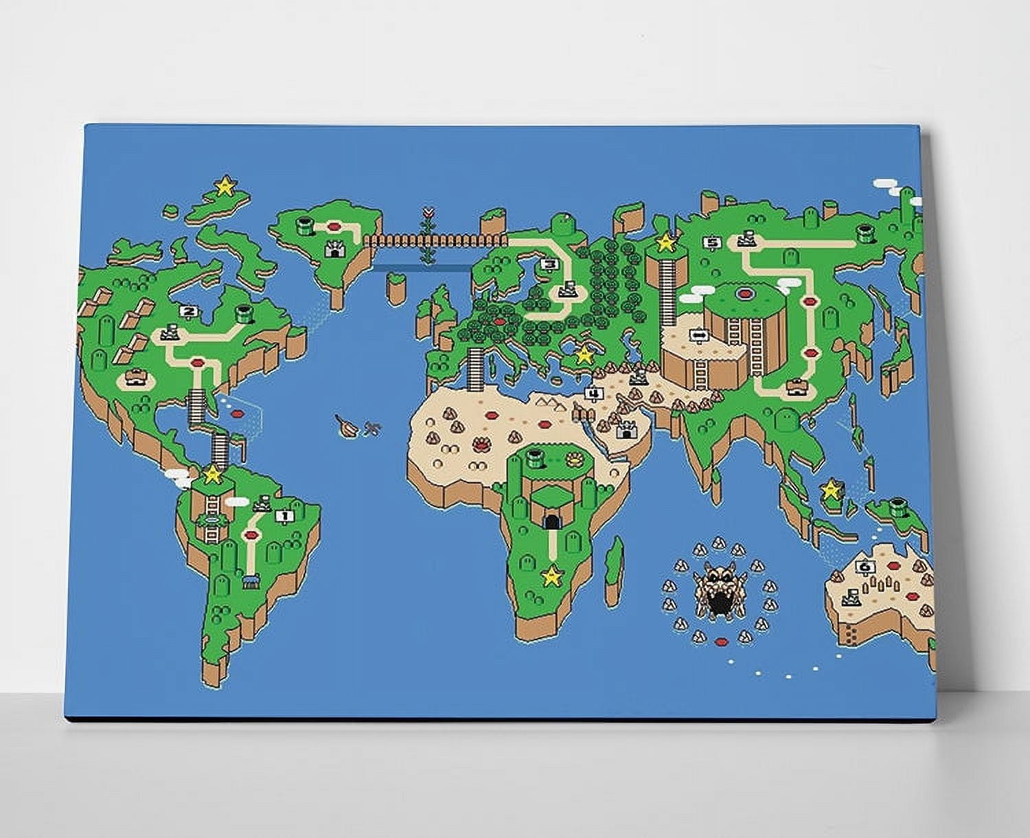Super Mario Map Poster or Wrapped Canvas - Walmart.com