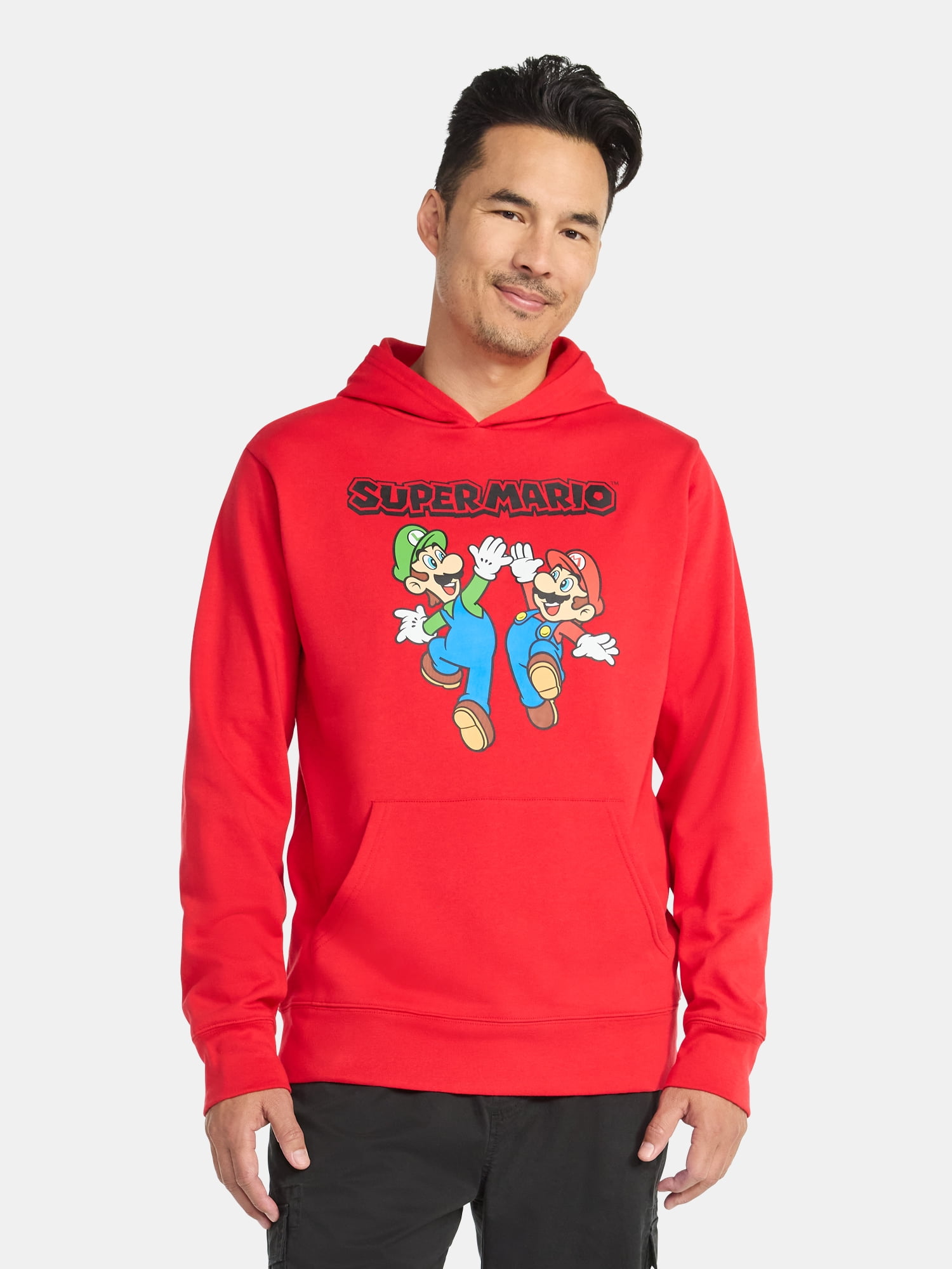Super Mario Men's and Big Men's High Five Bros Graphic Hoodie, Sizes XS ...