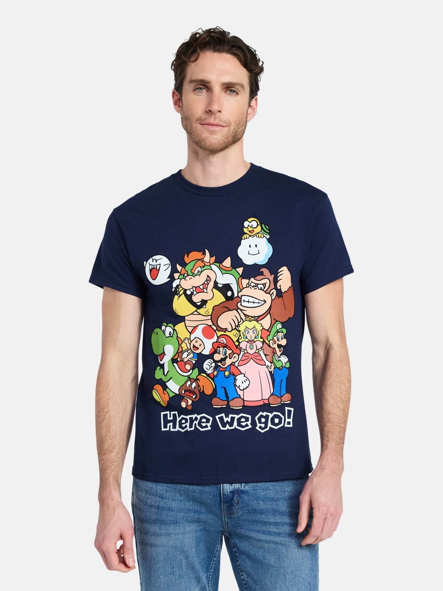 Super Mario Men's and Big Men's Graphic Tee with Short Sleeves, Sizes S ...