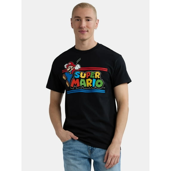 Super Mario Men's and Big Men's Cotton Graphic Tee with Short Sleeves ...