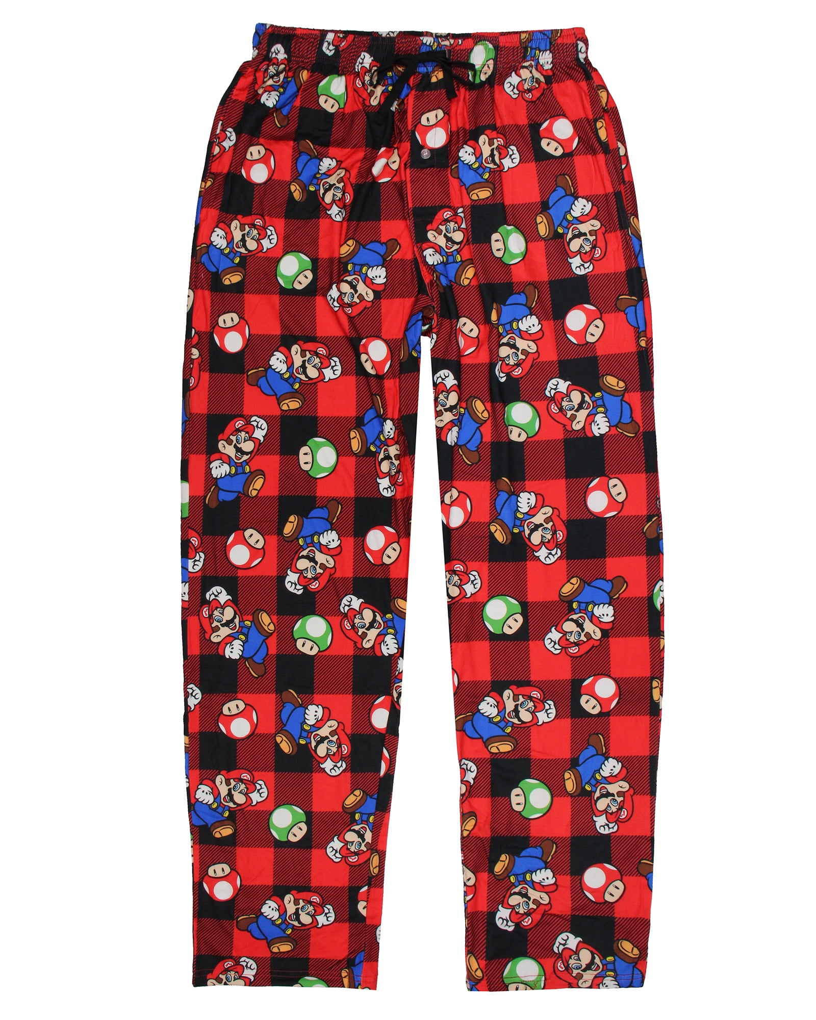 Super Mario Men's Buffalo Plaid Mario Power Up Adult Lounge Sleep ...