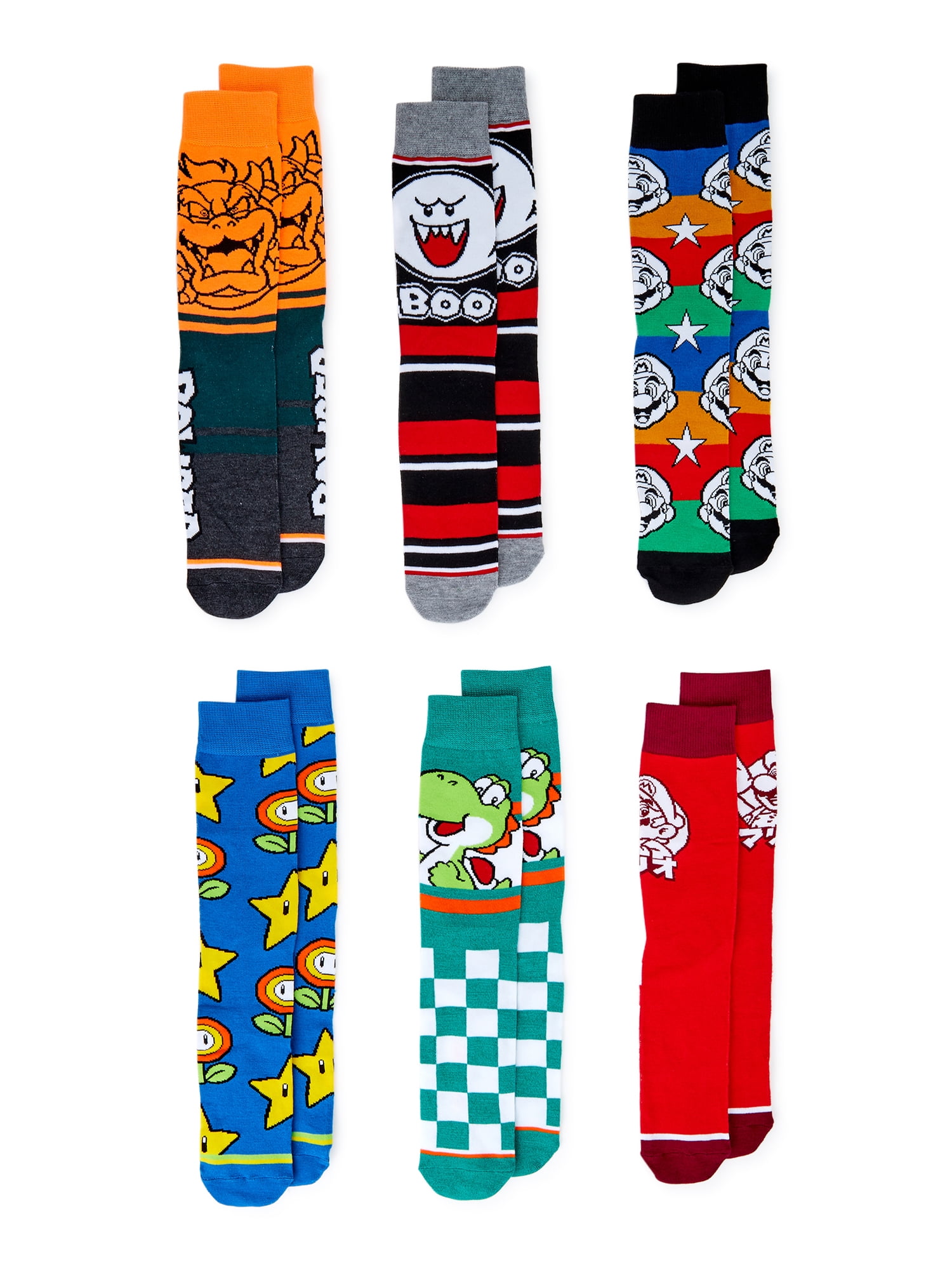 Super Mario 6-pack Crew Socks - Walmart.com