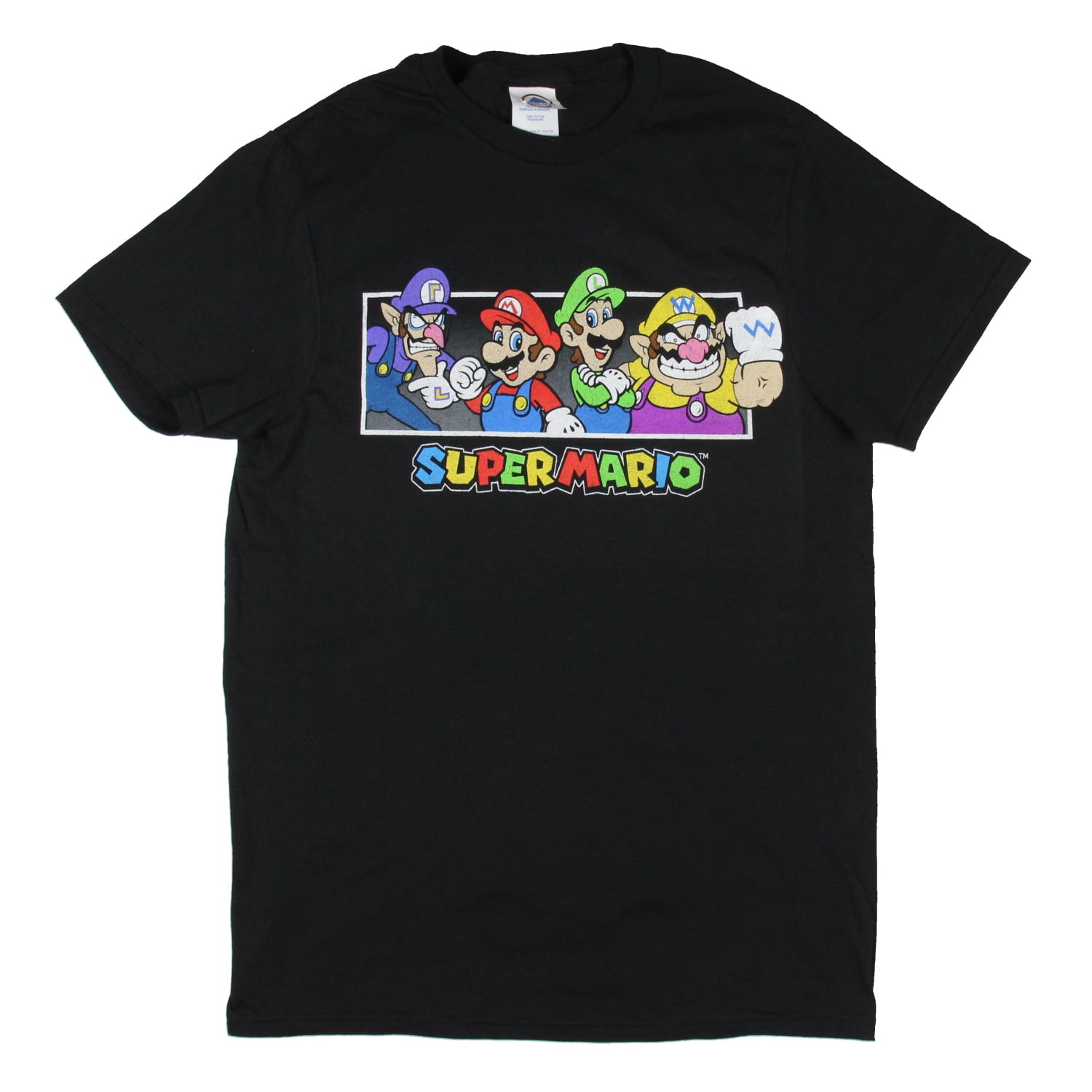 Super Mario Men's Distressed Luigi Mario Wario Waluigi Line-Up Adult T ...