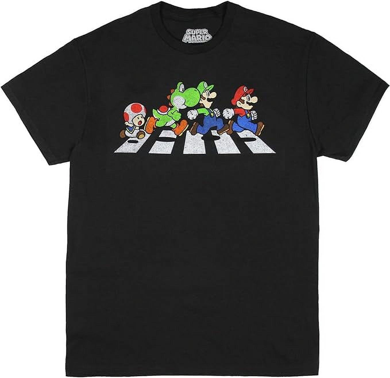 Super Mario Men's Mario Luigi Yoshi Toad Crosswalk Distressed Graphic ...