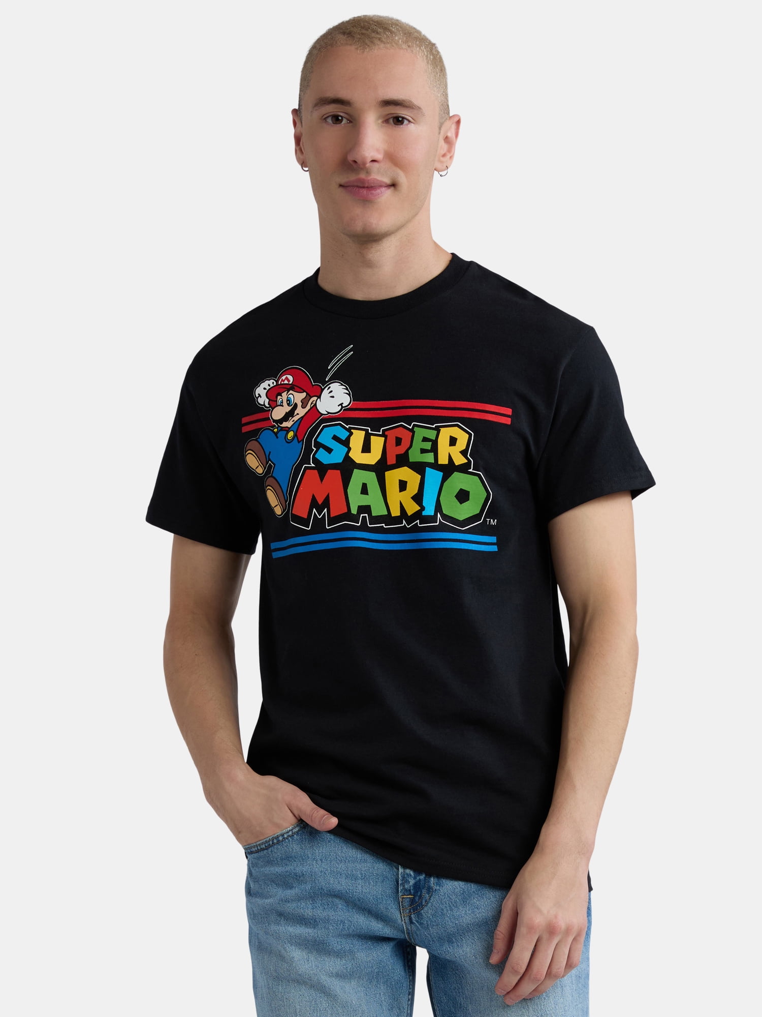 Super Mario Men's and Big Men's Cotton Graphic Tee with Short Sleeves ...