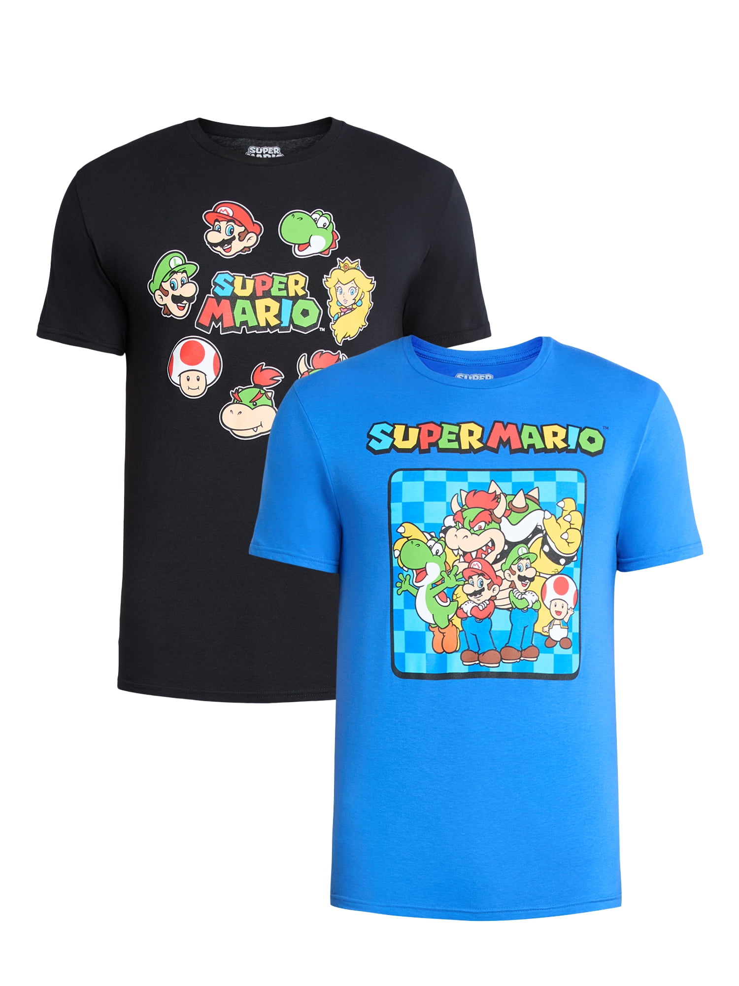 Super Mario Men's and Big Men's Graphic Tee Shirts, 2-Pack, Sizes S-3XL ...