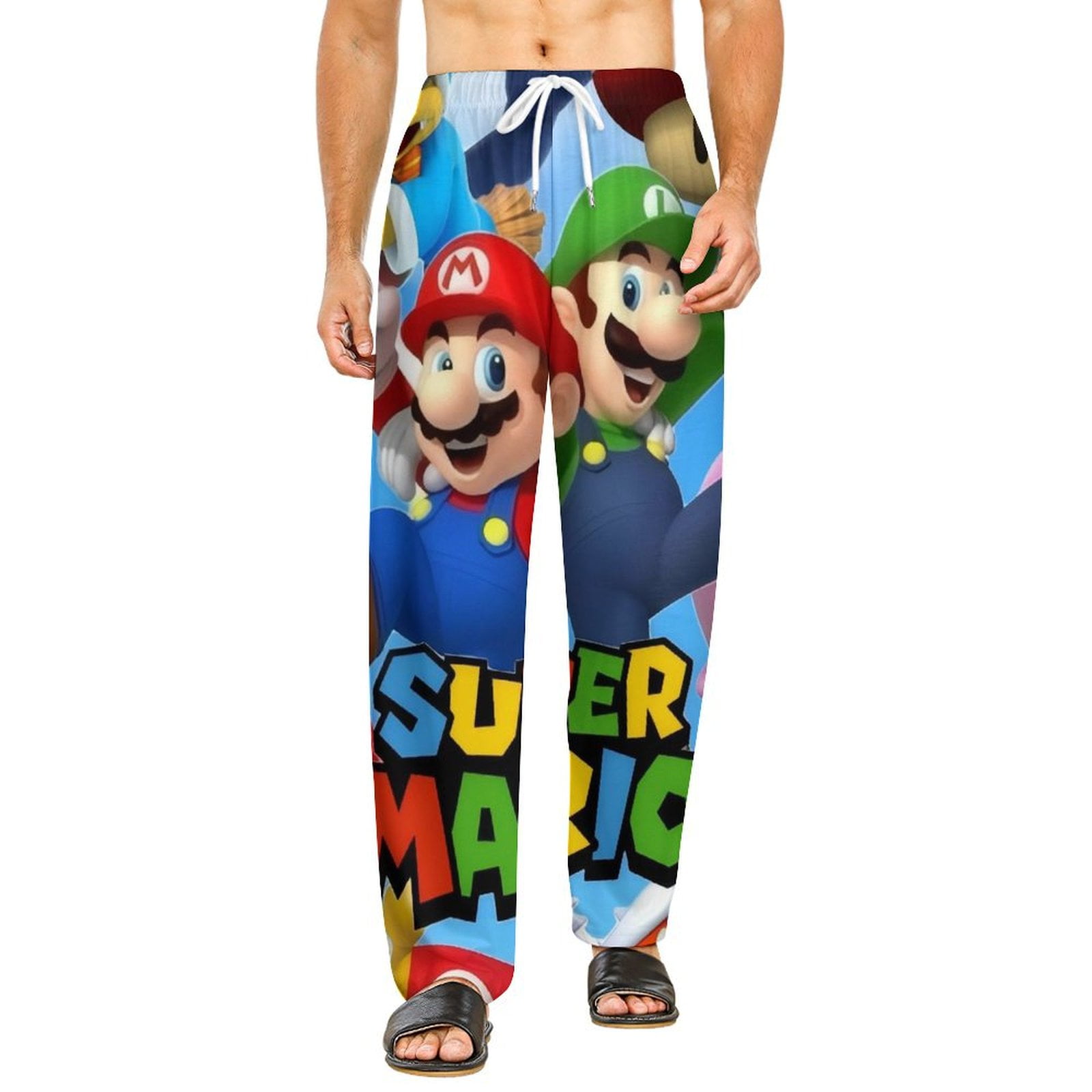 Super Mario Men's elastic waist straight leg pajama pants L - Walmart.com
