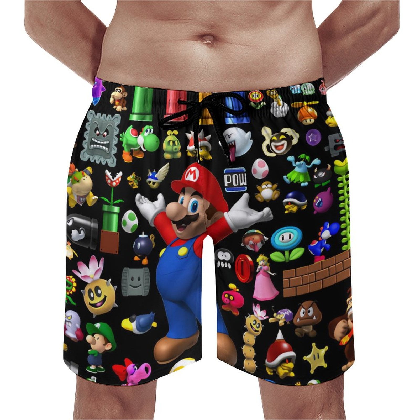 Super Mario Men's mesh beach shorts with pockets M - Walmart.com