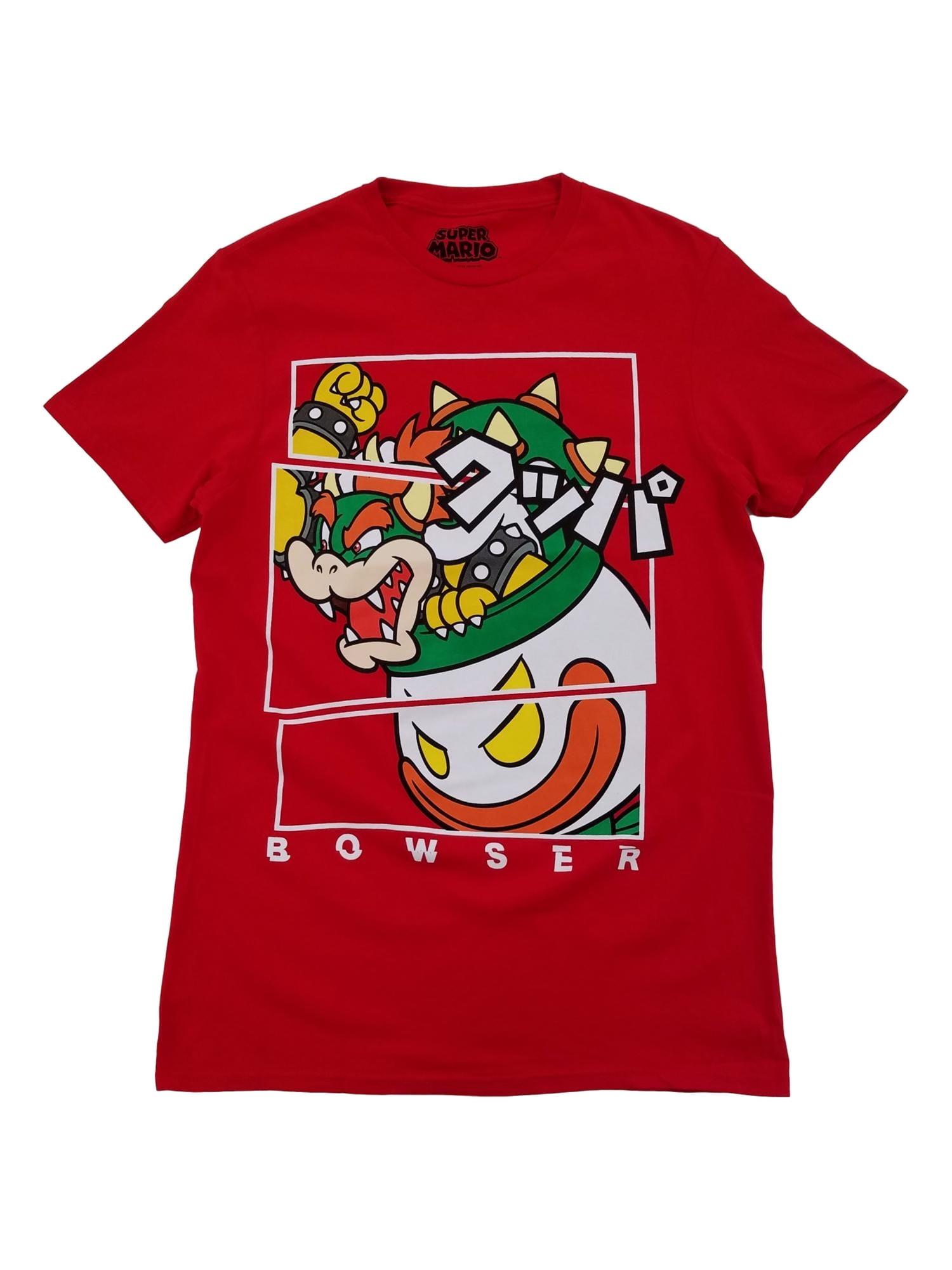 Super Mario Mens Red Bowser Clown Copter Graphic Tee Short Sleeve T ...