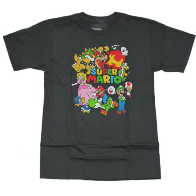 Super Mario Mens T-Shirt - Colorful Cast Around Logo (Large) - Walmart.com