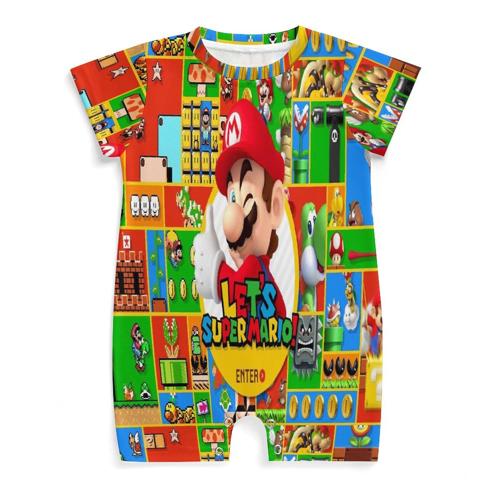 Super Mario Newborn Baby Romper Clothing Infant Short Sleeve Clothes ...