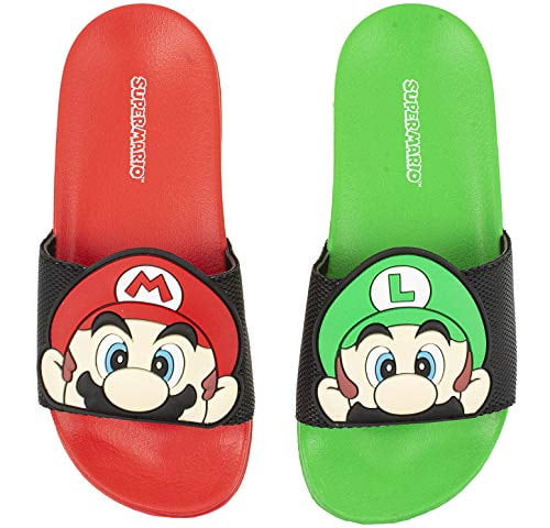 Super Mario Nintendo Sandals, Mario and Luigi Mismatch Slide Sandal ...