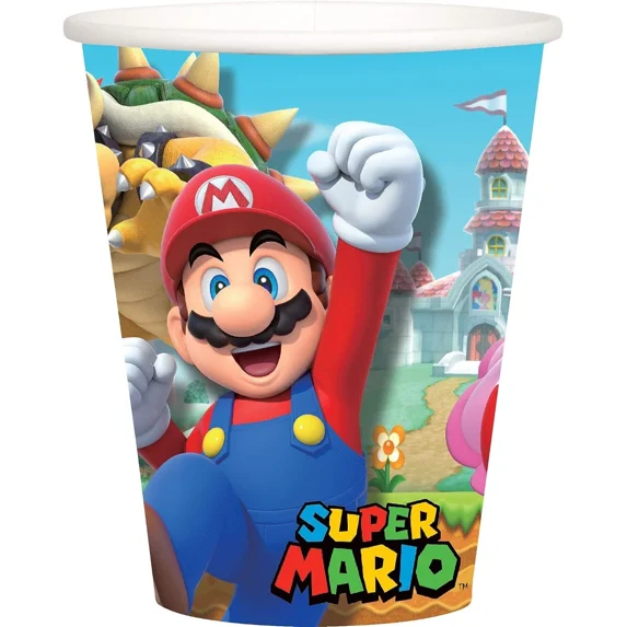 Super Mario Nintendo Video Game Kids Birthday Party 9 Oz. Paper Cups ...