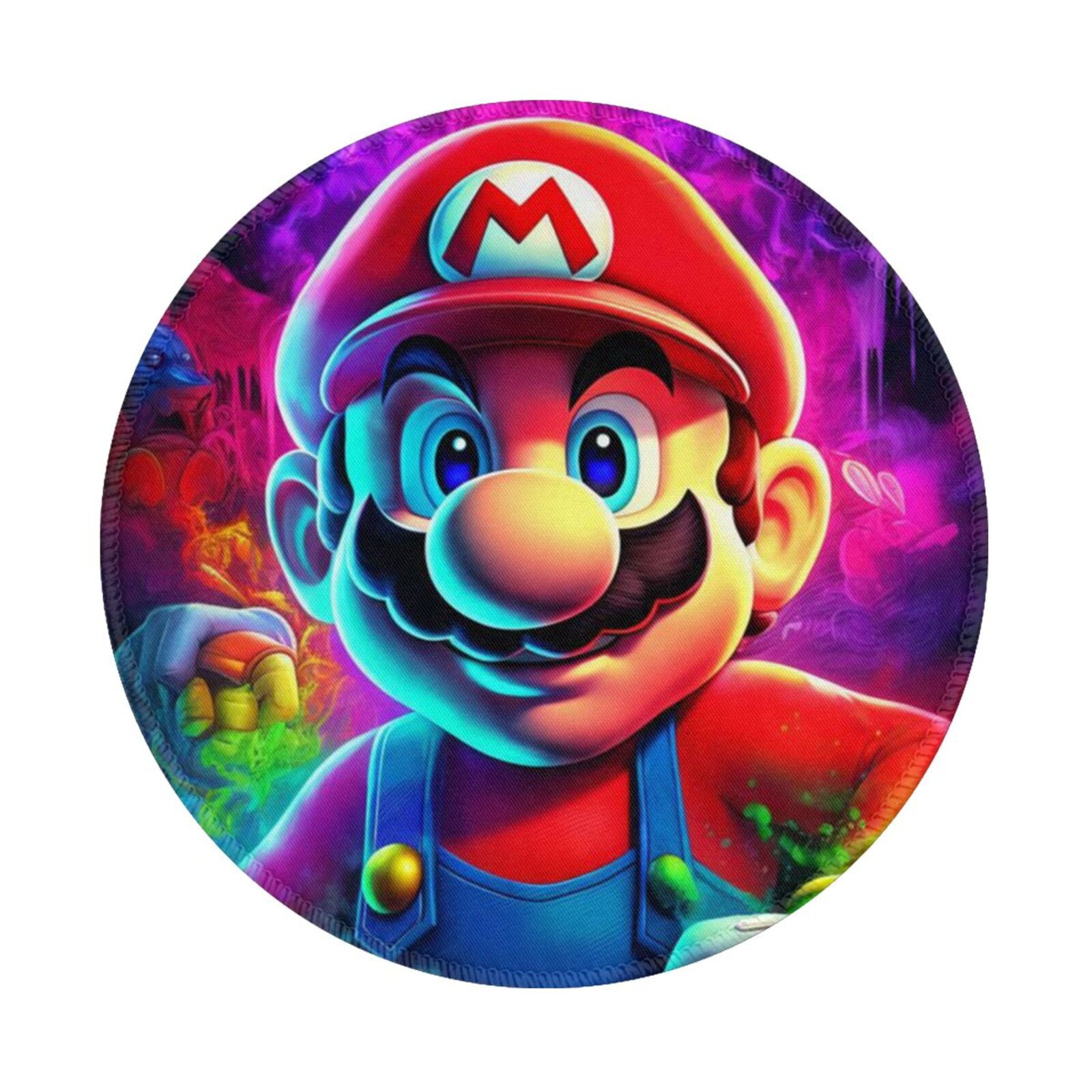 Super Mario Non-Slip Rubber Base Mouse Mat 8 Inch Round Mouse Pad With ...