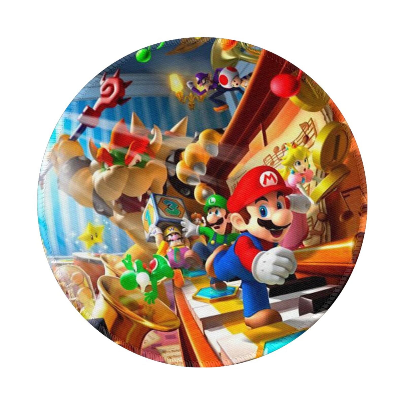 Super Mario Non-Slip Rubber Base Mouse Mat 8 Inch Round Mouse Pad With ...