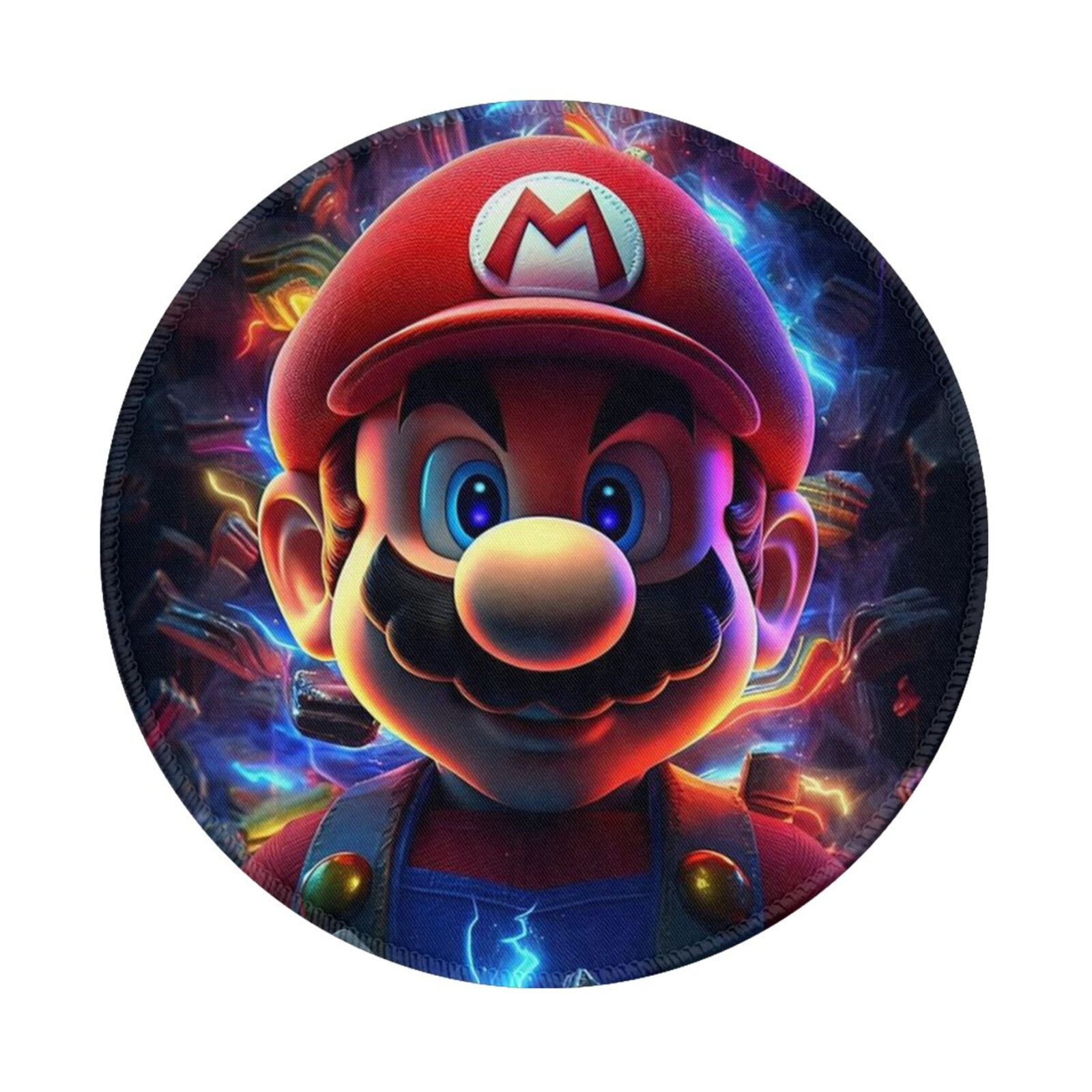 Super Mario Non-Slip Rubber Base Mouse Mat 8 Inch Round Mouse Pad With ...