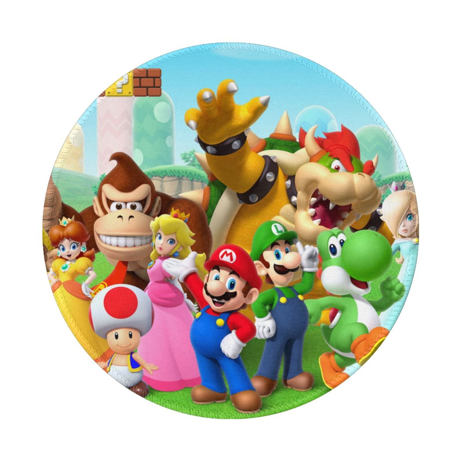 Super Mario Non-Slip Rubber Base Mouse Mat 8 Inch Round Mouse Pad With ...