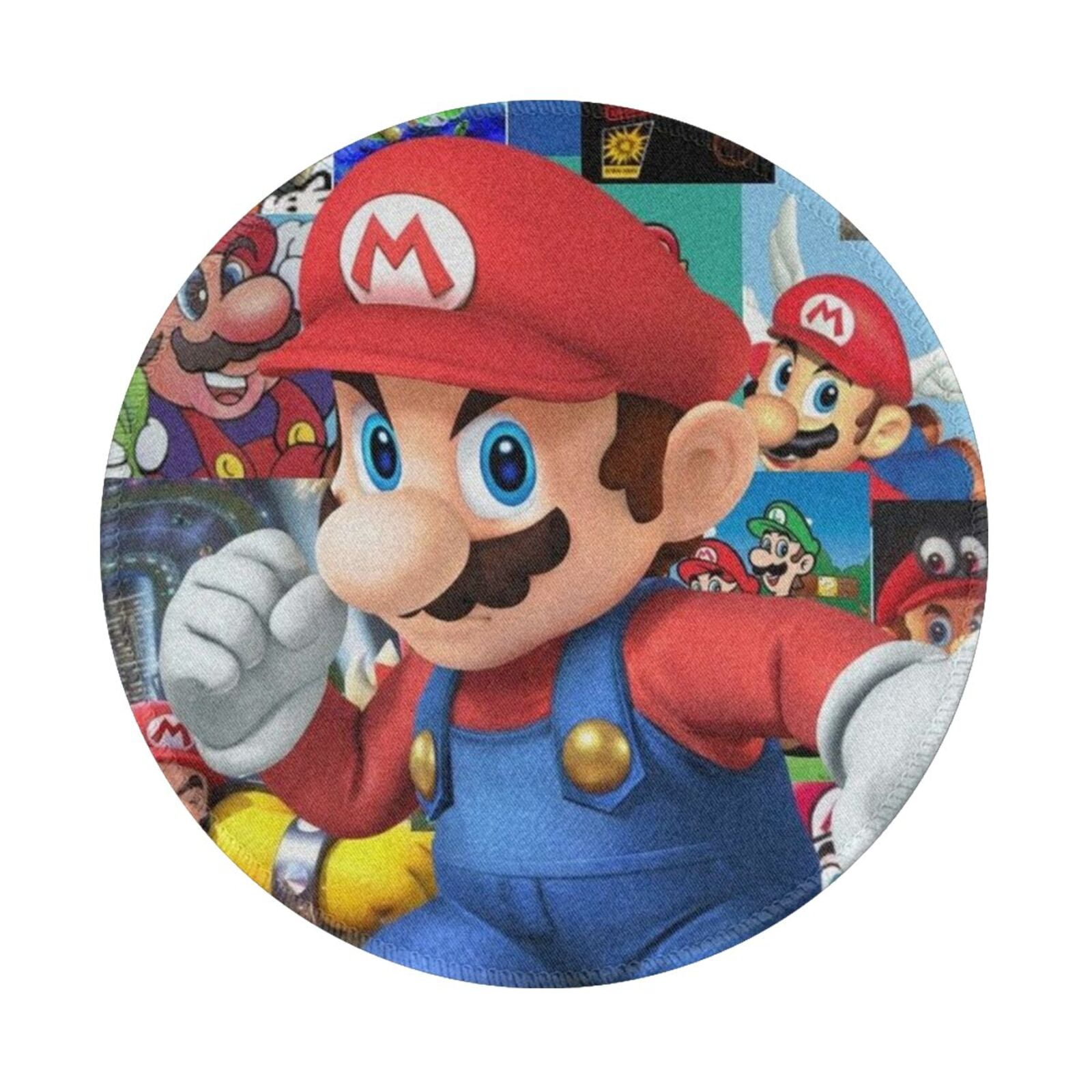 Super Mario Non-Slip Rubber Base Mouse Mat 8 Inch Round Mouse Pad With ...