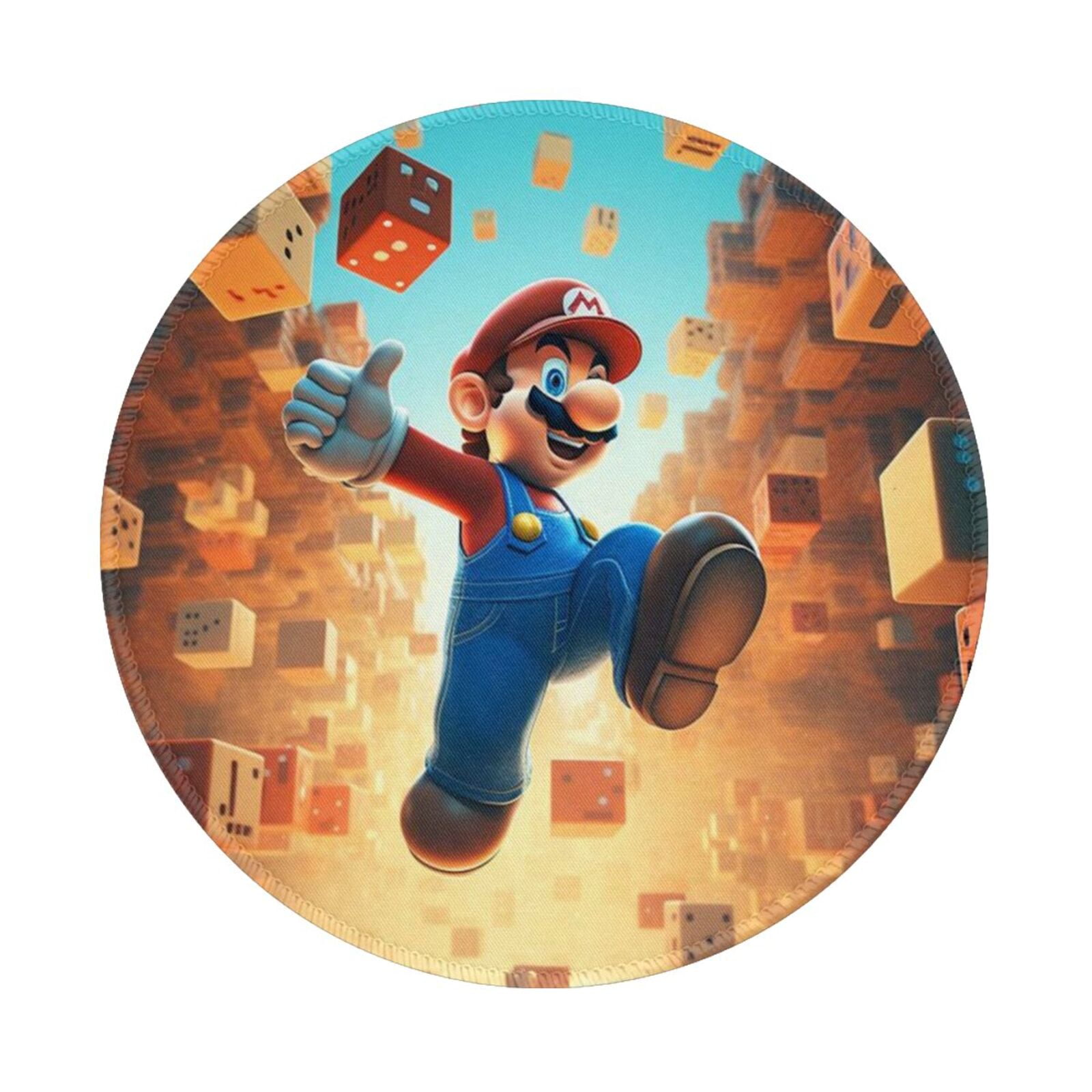 Super Mario Non-Slip Rubber Base Mouse Mat 8 Inch Round Mouse Pad With ...
