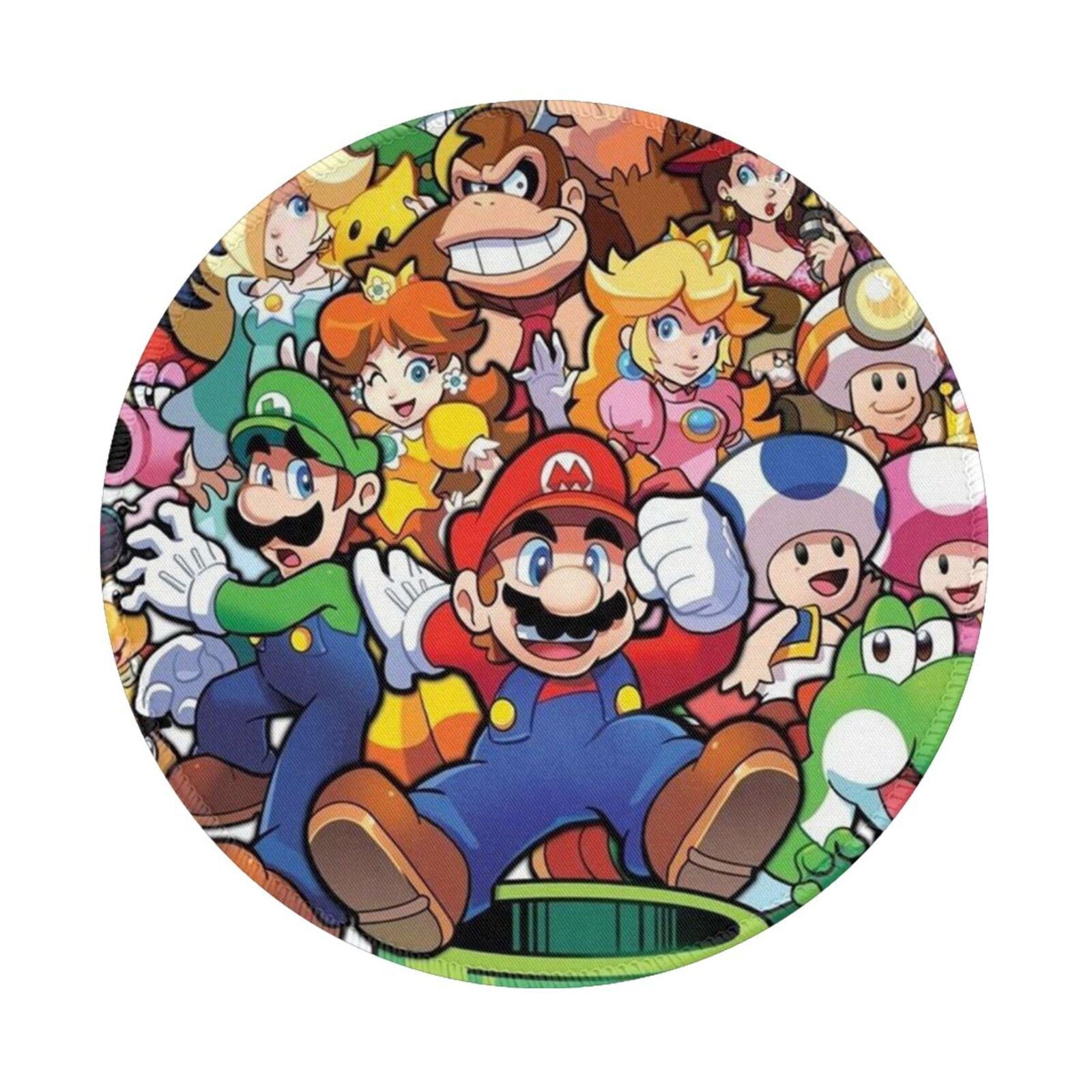 Super Mario Non-Slip Rubber Base Mouse Mat 8 Inch Round Mouse Pad With ...