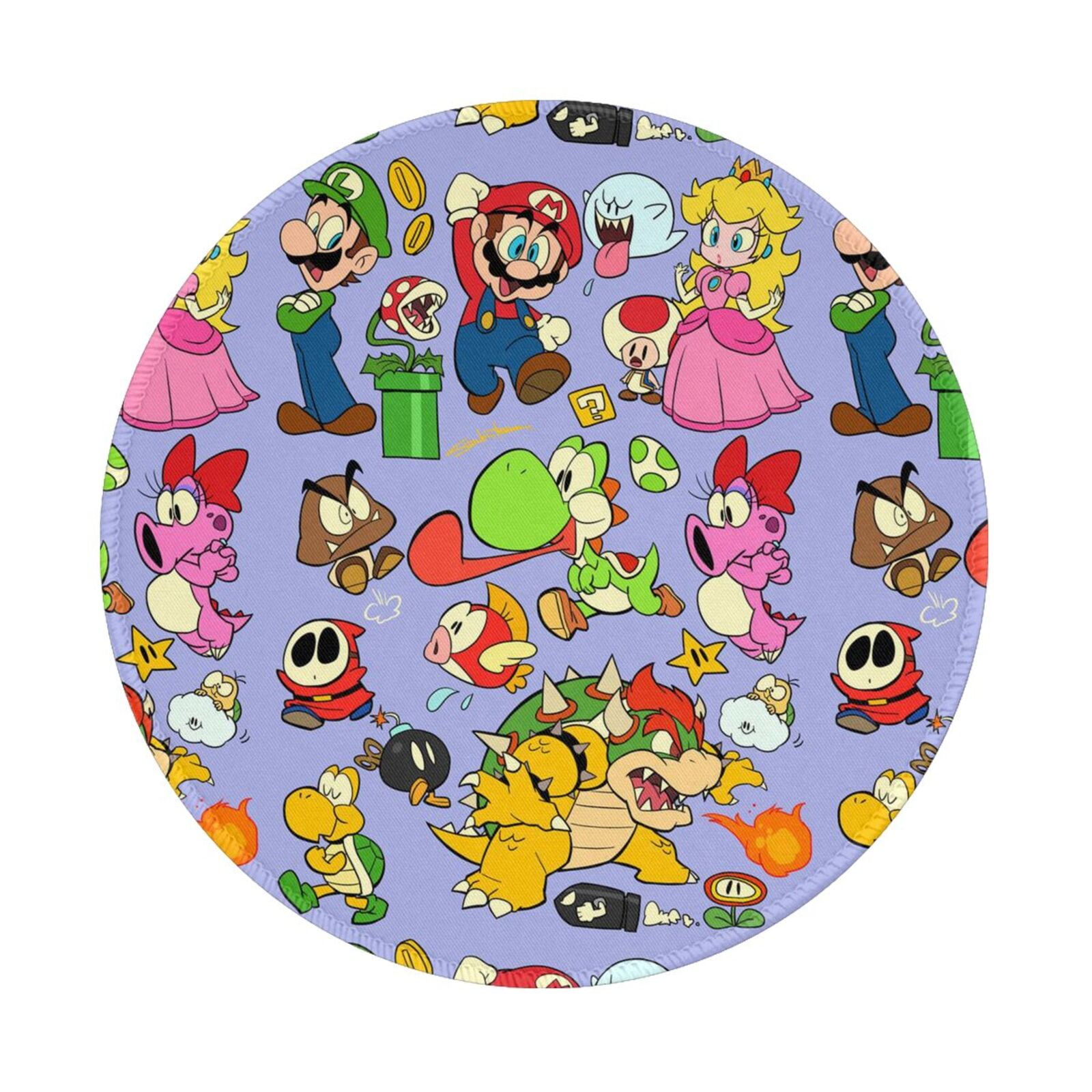 Super Mario Non-Slip Rubber Base Mouse Mat 8 Inch Round Mouse Pad With ...