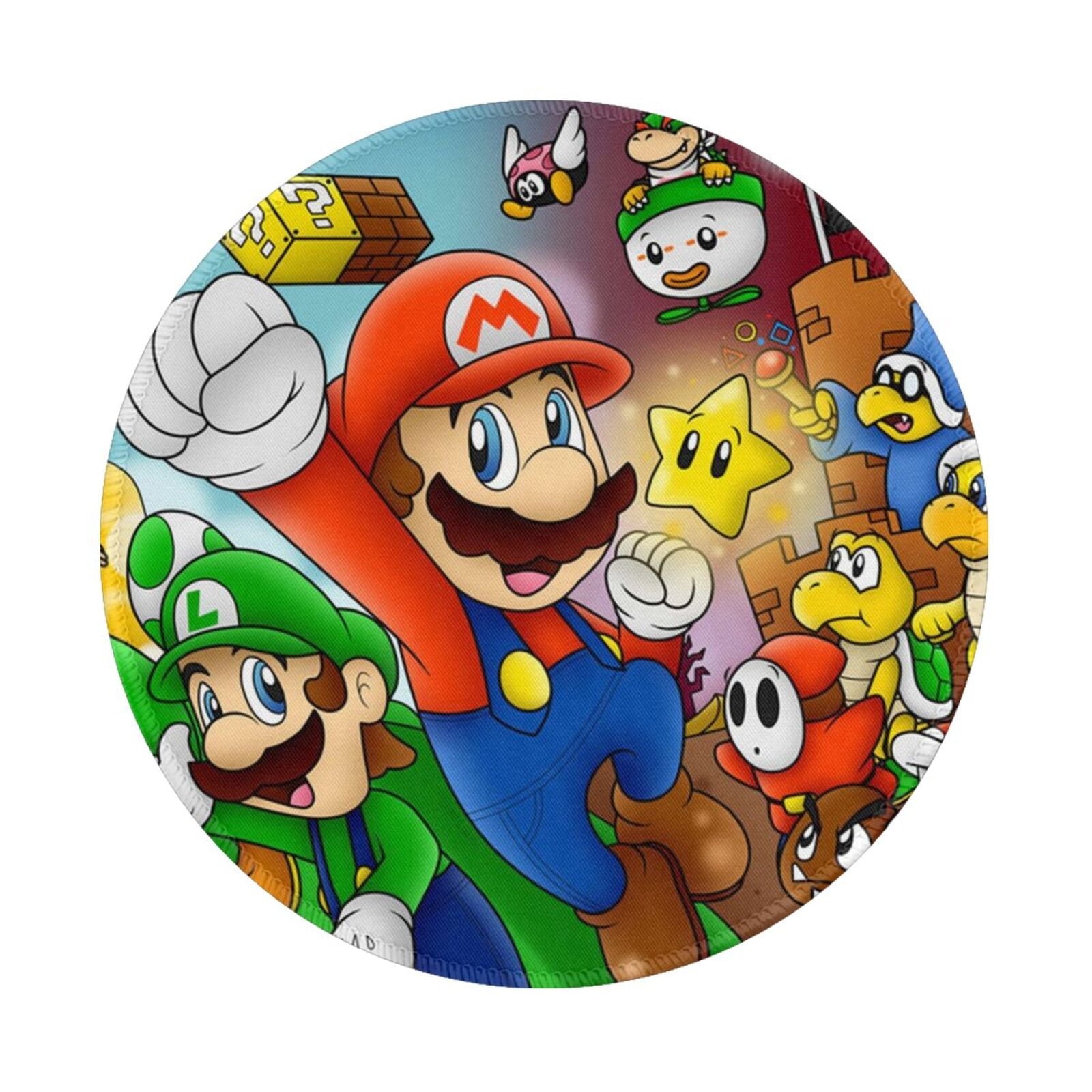 Super Mario Non-Slip Rubber Base Mouse Mat 8 Inch Round Mouse Pad With ...