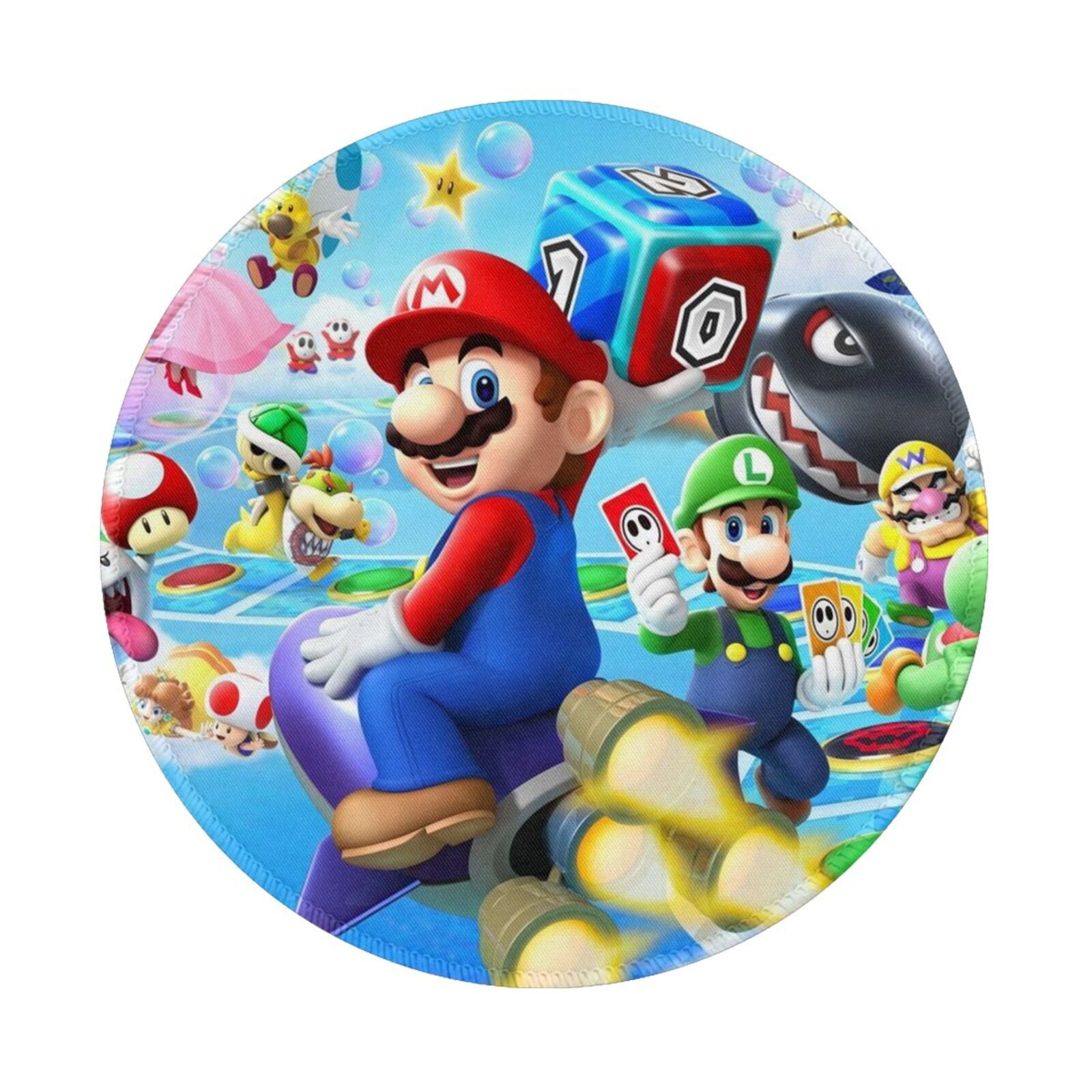 Super Mario Non-Slip Rubber Base Mouse Mat 8 Inch Round Mouse Pad With ...
