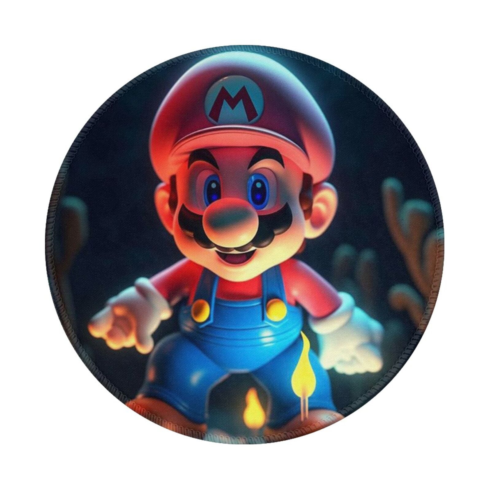 Super Mario Non-Slip Rubber Base Mouse Mat 8 Inch Round Mouse Pad With ...