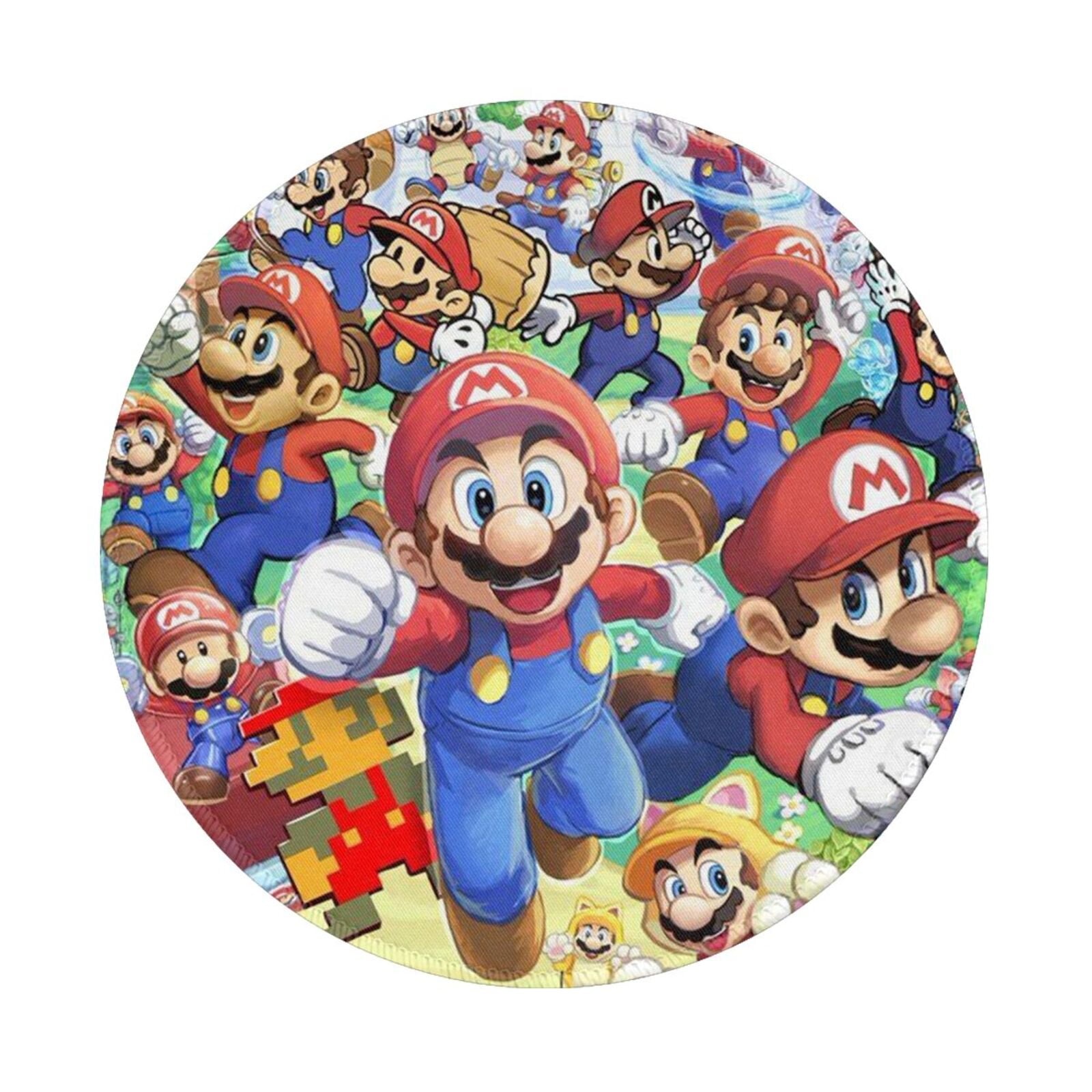 Super Mario Non-Slip Rubber Base Mouse Mat 8 Inch Round Mouse Pad With ...