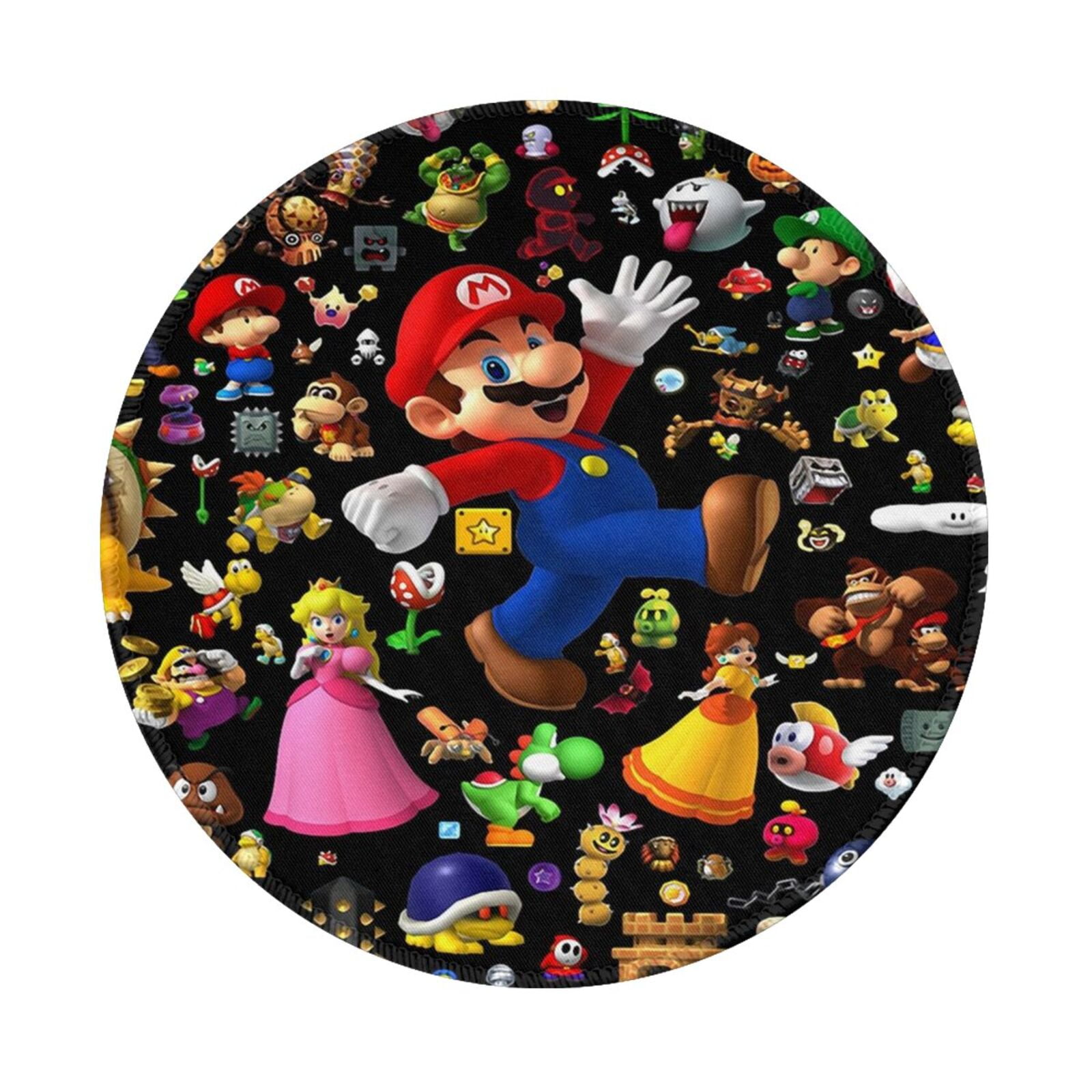 Super Mario Non-Slip Rubber Base Mouse Mat 8 Inch Round Mouse Pad With ...