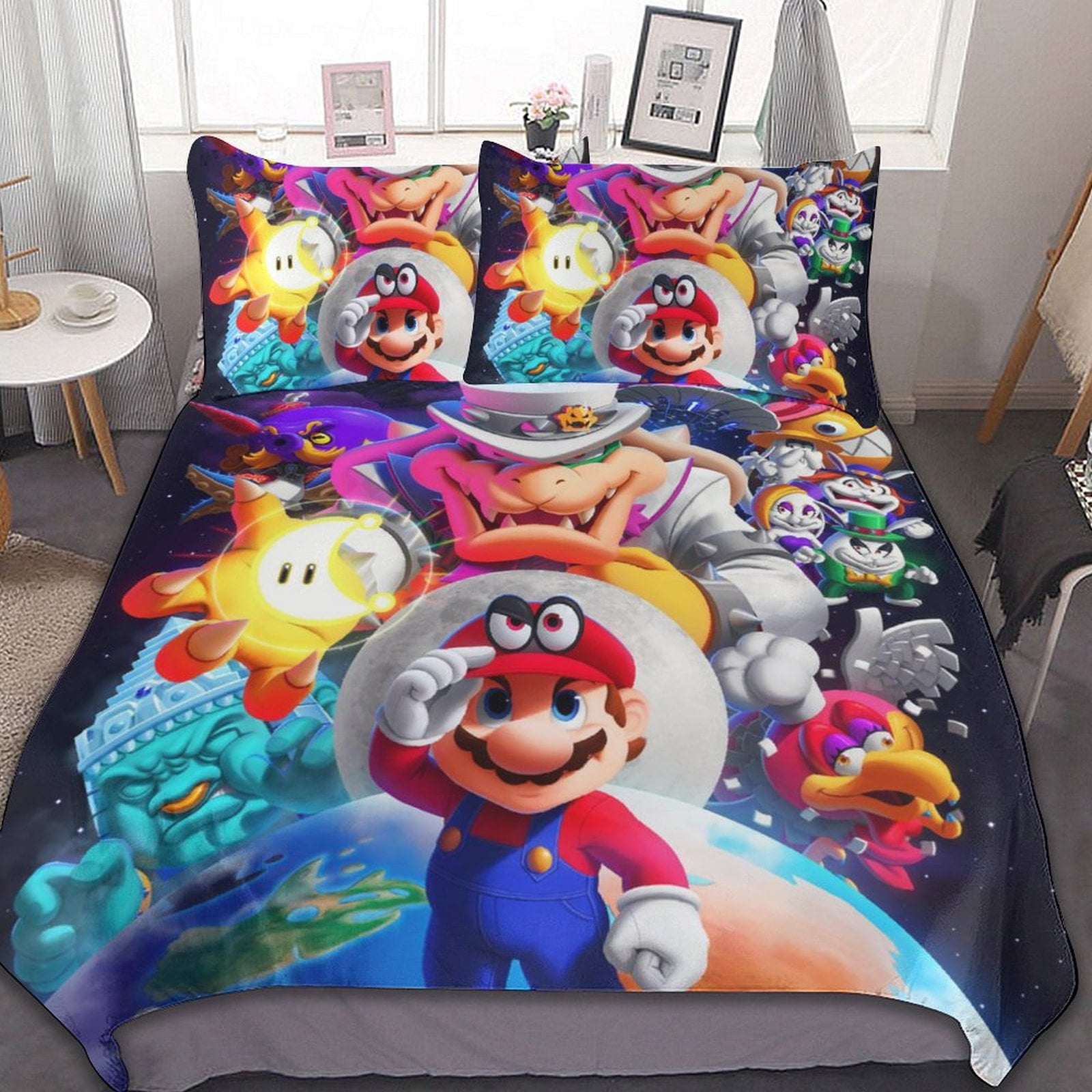 Super Mario Odyssey 3 Piece Bedding Sets Decor Comforter Sets With One ...