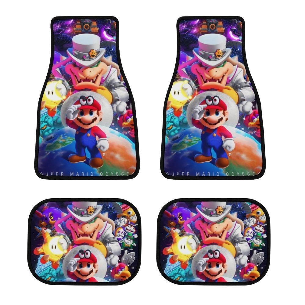 Super Mario Odyssey Car Floor Mat Set 4-Piece Front/Rear Auto Foot Mats ...