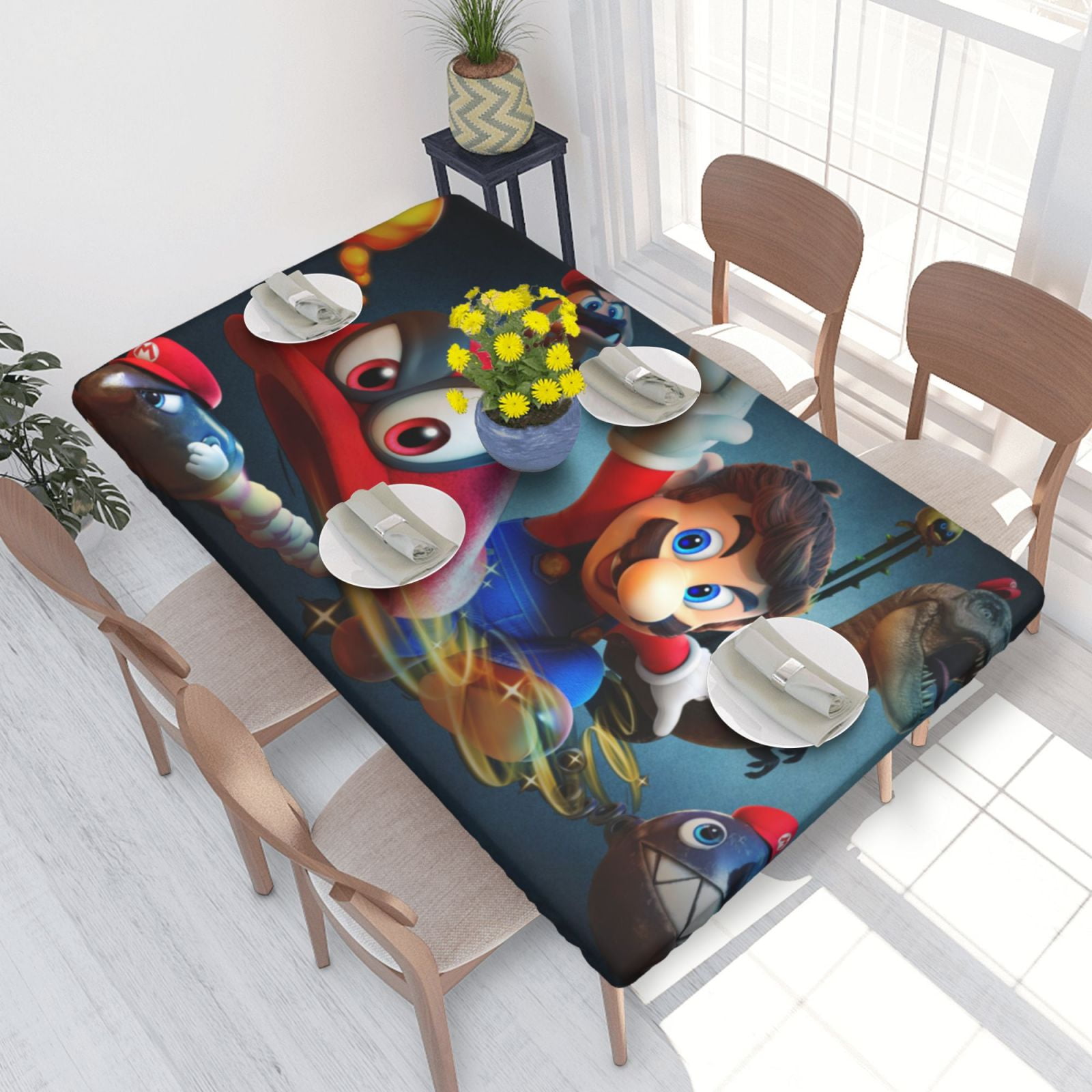 Super Mario Odyssey Elastic Edged Table Cover Reusable Fitted Rectangle ...