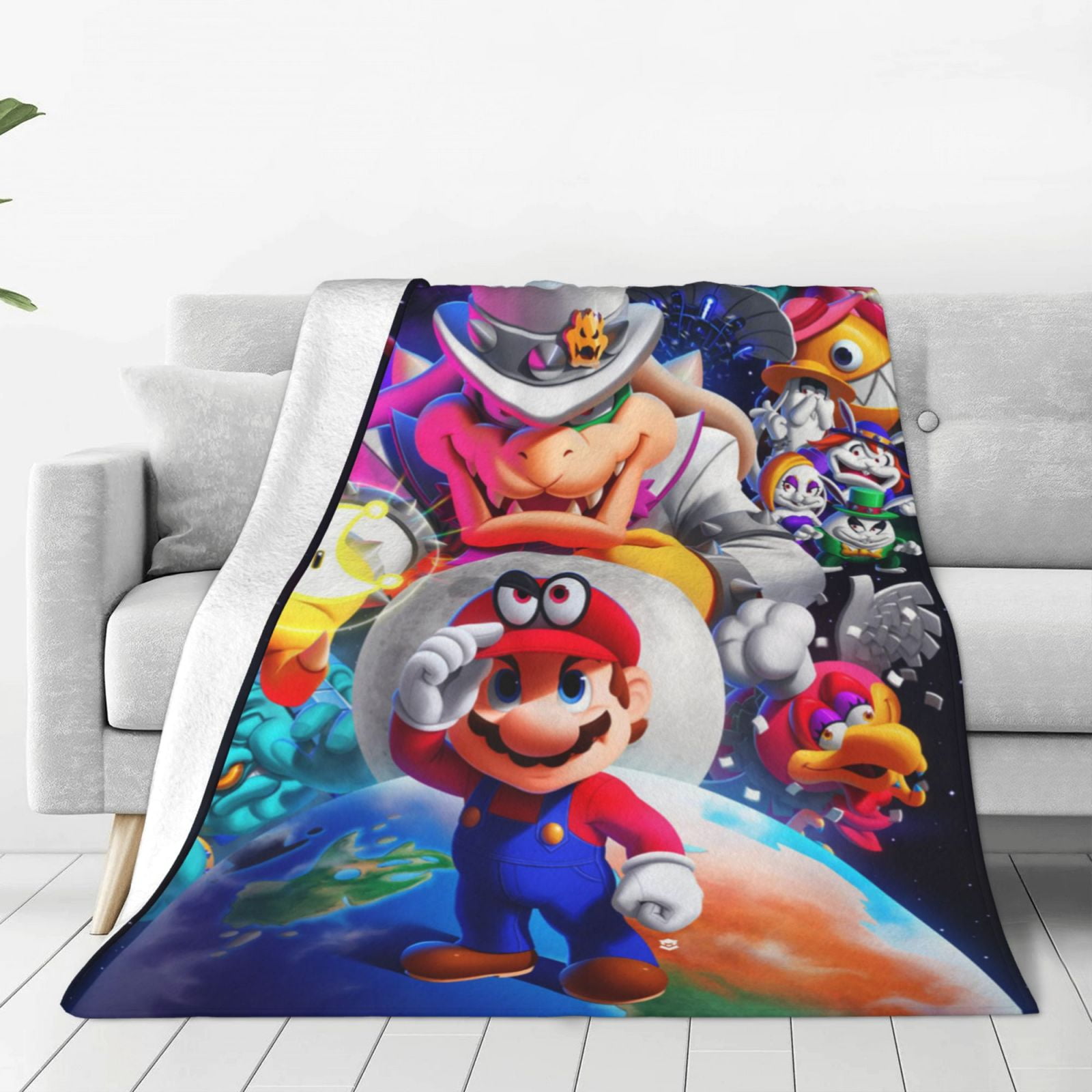 Super Mario Odyssey Flannel Blanket Cozy Ultra-Soft Micro Fleece Throw ...