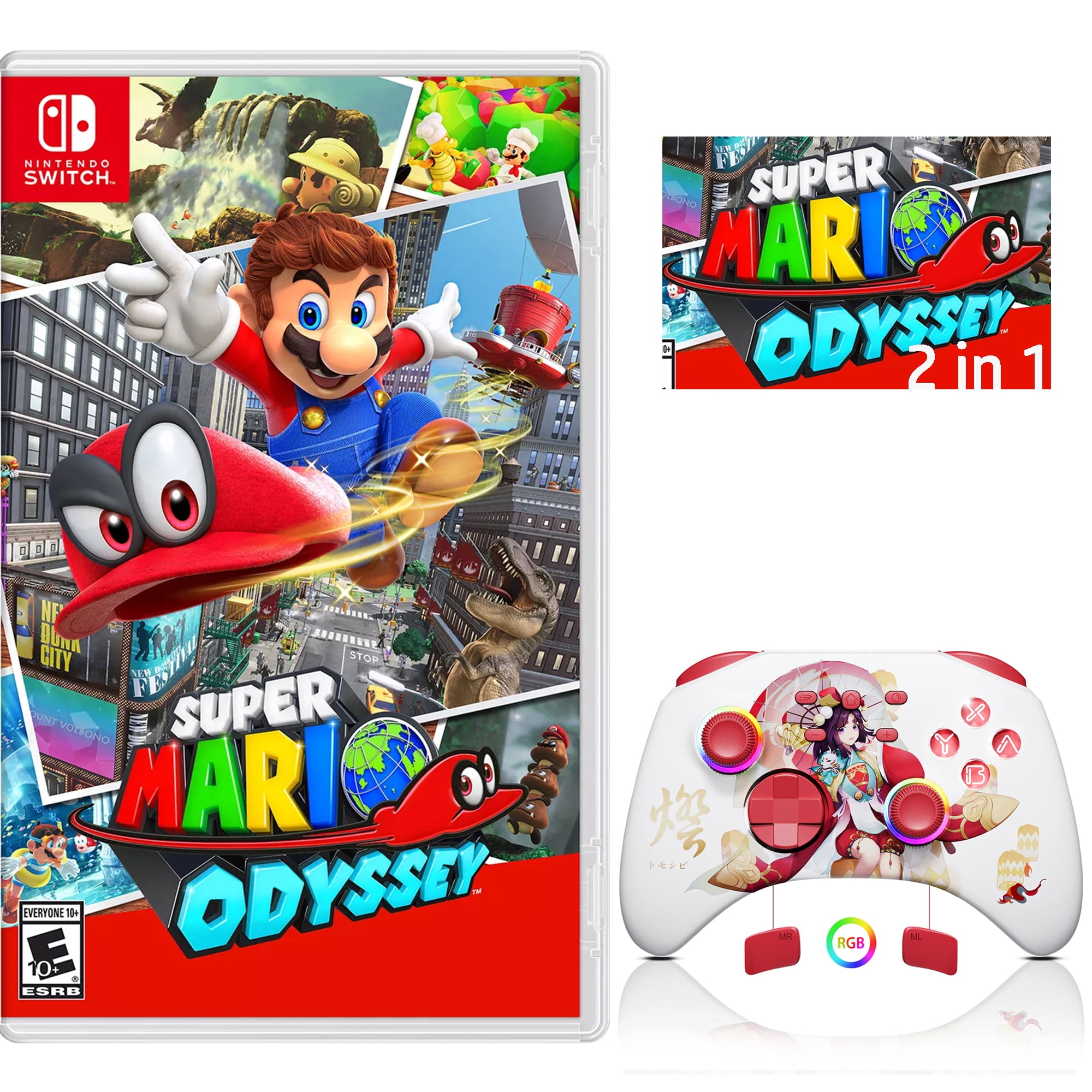 Super Mario Odyssey Game Disc and Upgraded Switch Pro Controller for ...