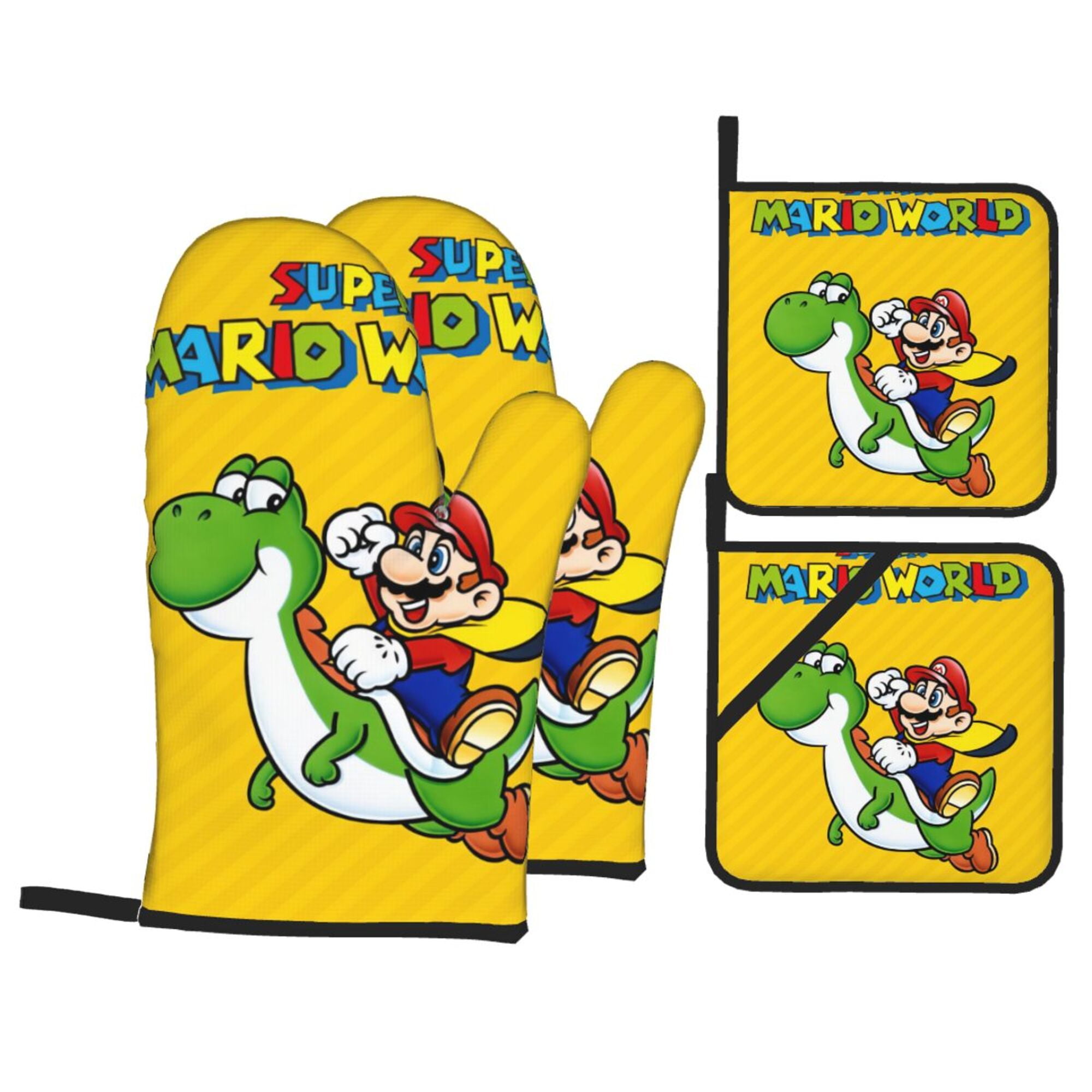 Super Mario Oven Mitt & Pot Holder Sets of 4 Non-Slip BBQ & Grill Glove ...