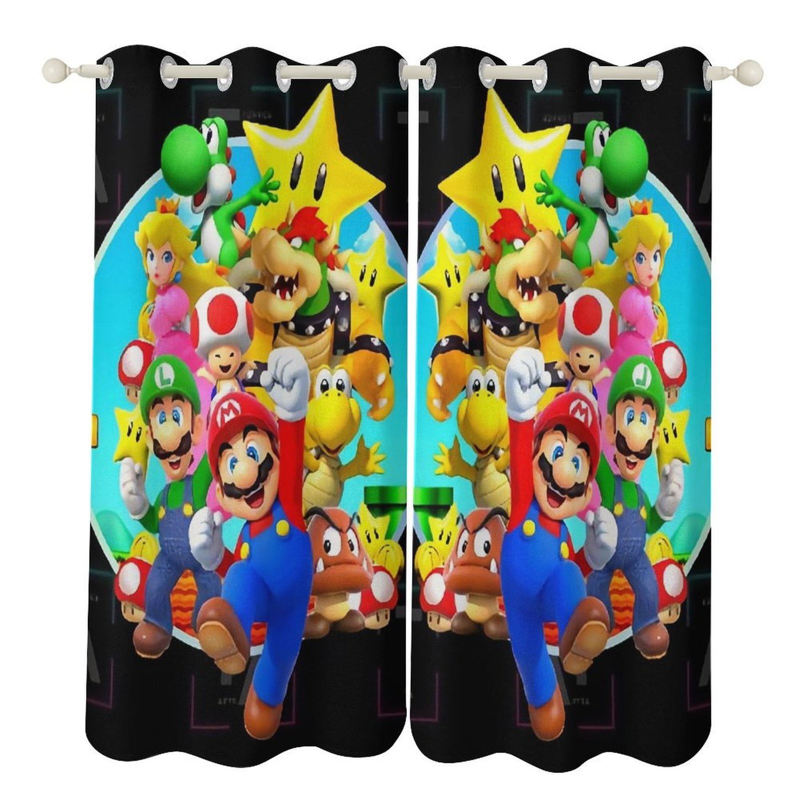 Super-Mario PNG Kids Curtains 52 X 84 Inch,Cartoon Blackout Curtains ...