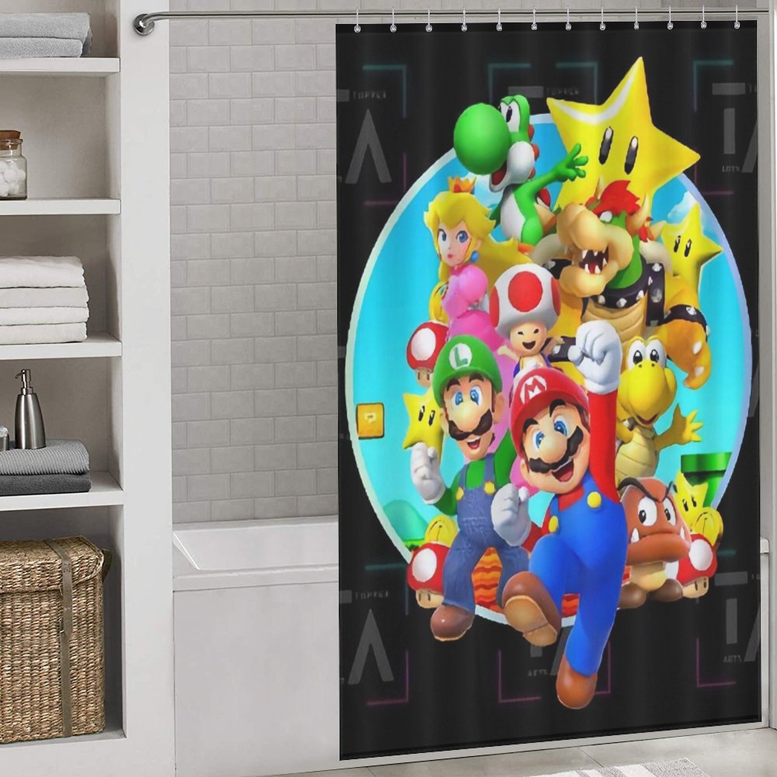 Super-Mario PNG Shower Curtains for Bathroom,Shower Curtain,Cartoon ...