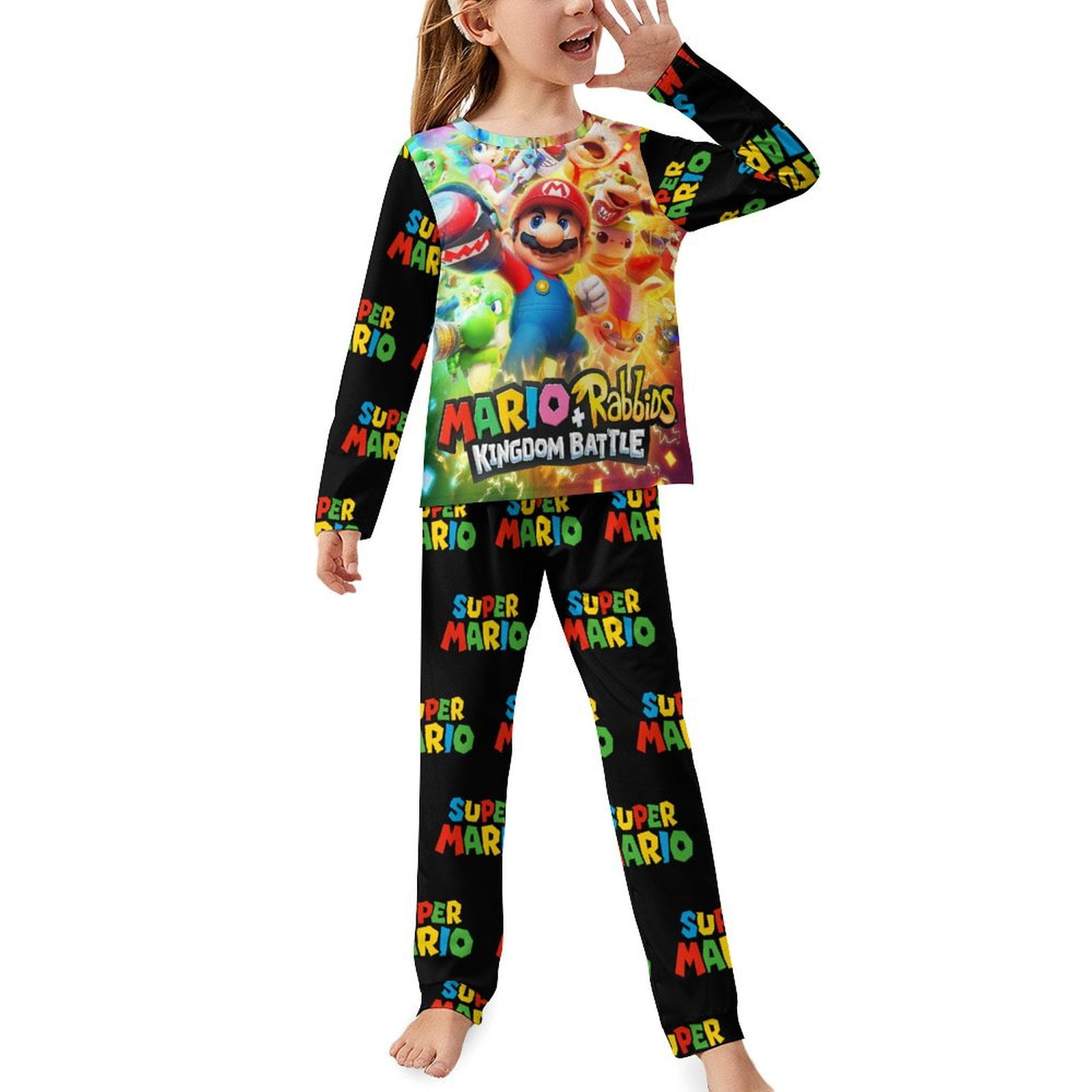 Super Mario Pajama Set Cartoon Sleepwear Pant Set Long Sleeve PJ ...