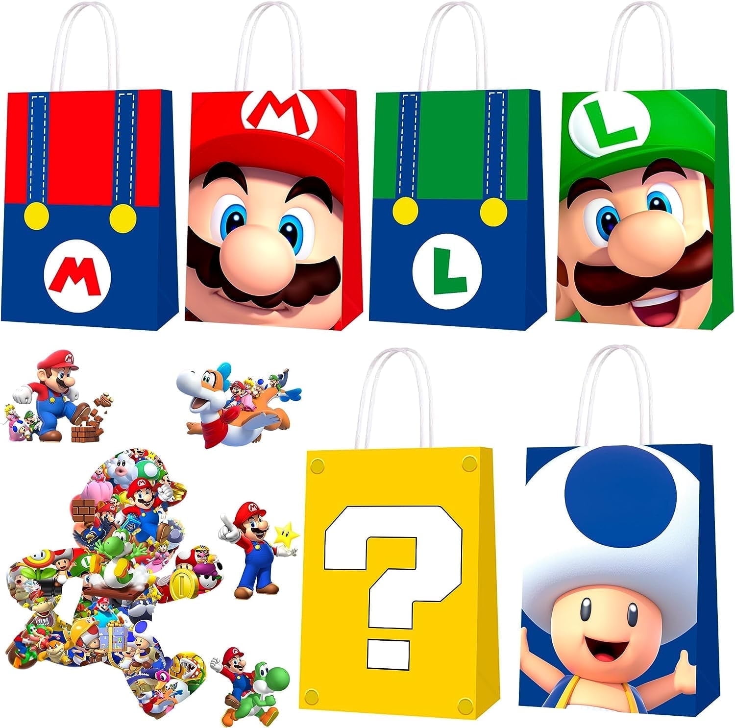 ElifJoyDeco Super Mario Birthday Bags, 24pcs Party Favor Bags, 50pcs ...