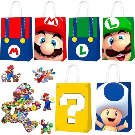 ElifJoyDeco Super Mario Birthday Bags, 24pcs Party Favor Bags, 50pcs ...