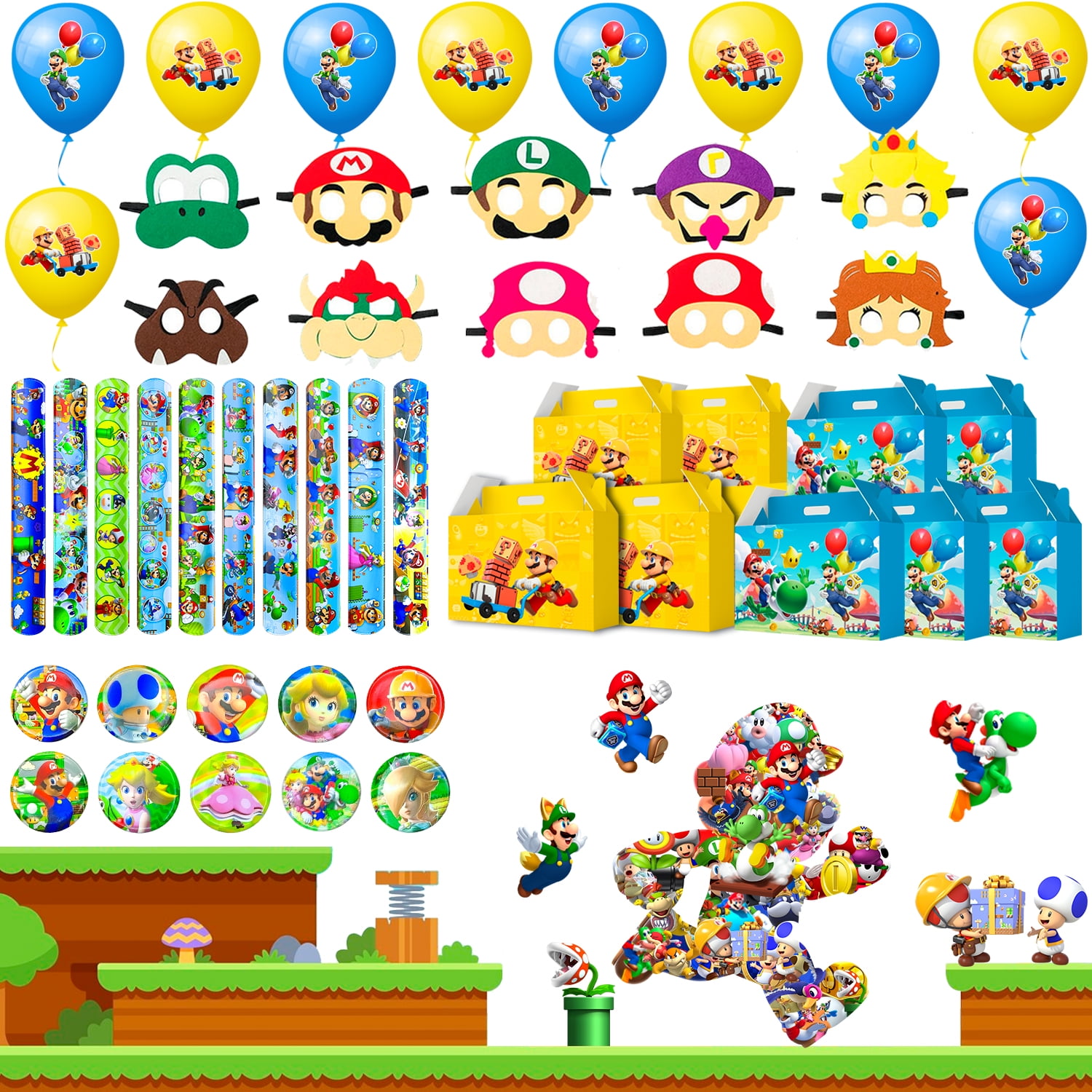 Super Mario Party Favors 100pcs Mario Bros Party Favors Packs Mario
