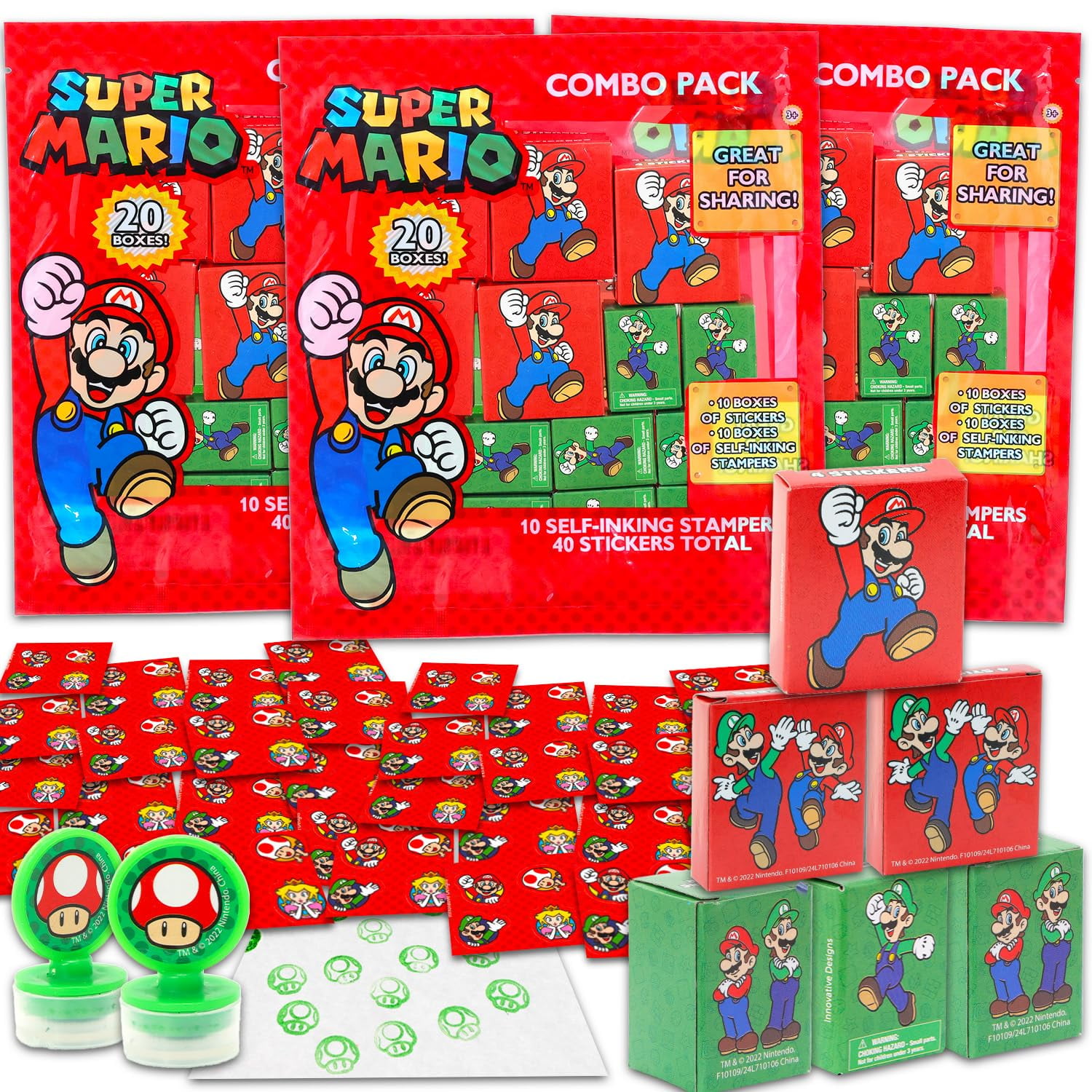 Super Mario Party Favors KEF16 Bulk Set ~ Bundle with 60 Pieces Mario ...