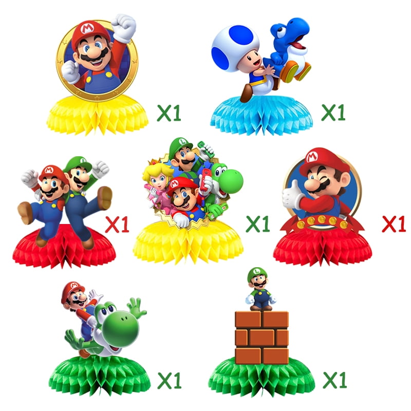 Super Mario Party Supplies Centerpieces Honeycomb Table Toppers ...
