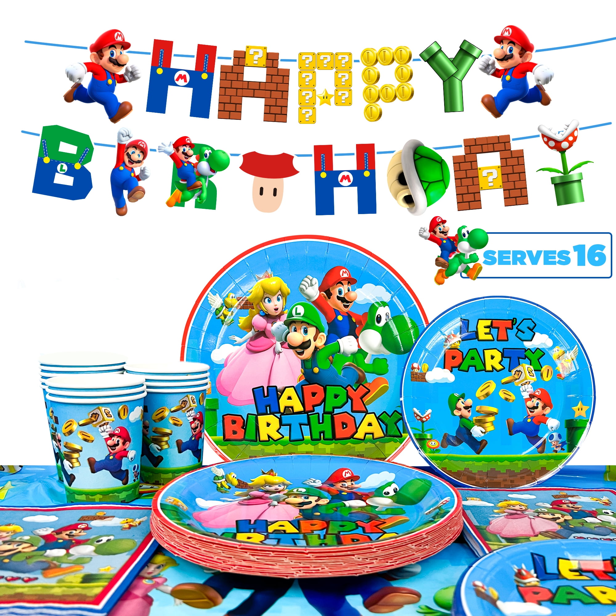 Super Mario Party Supplies Tableware-66pcs Super Mario Party Tableware ...