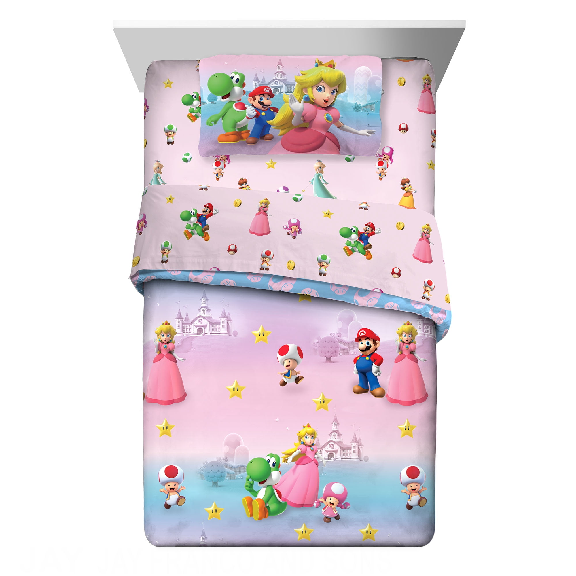 Super Mario Peach Kids Twin Bed in a Bag, Gaming Bedding, Comforter and ...