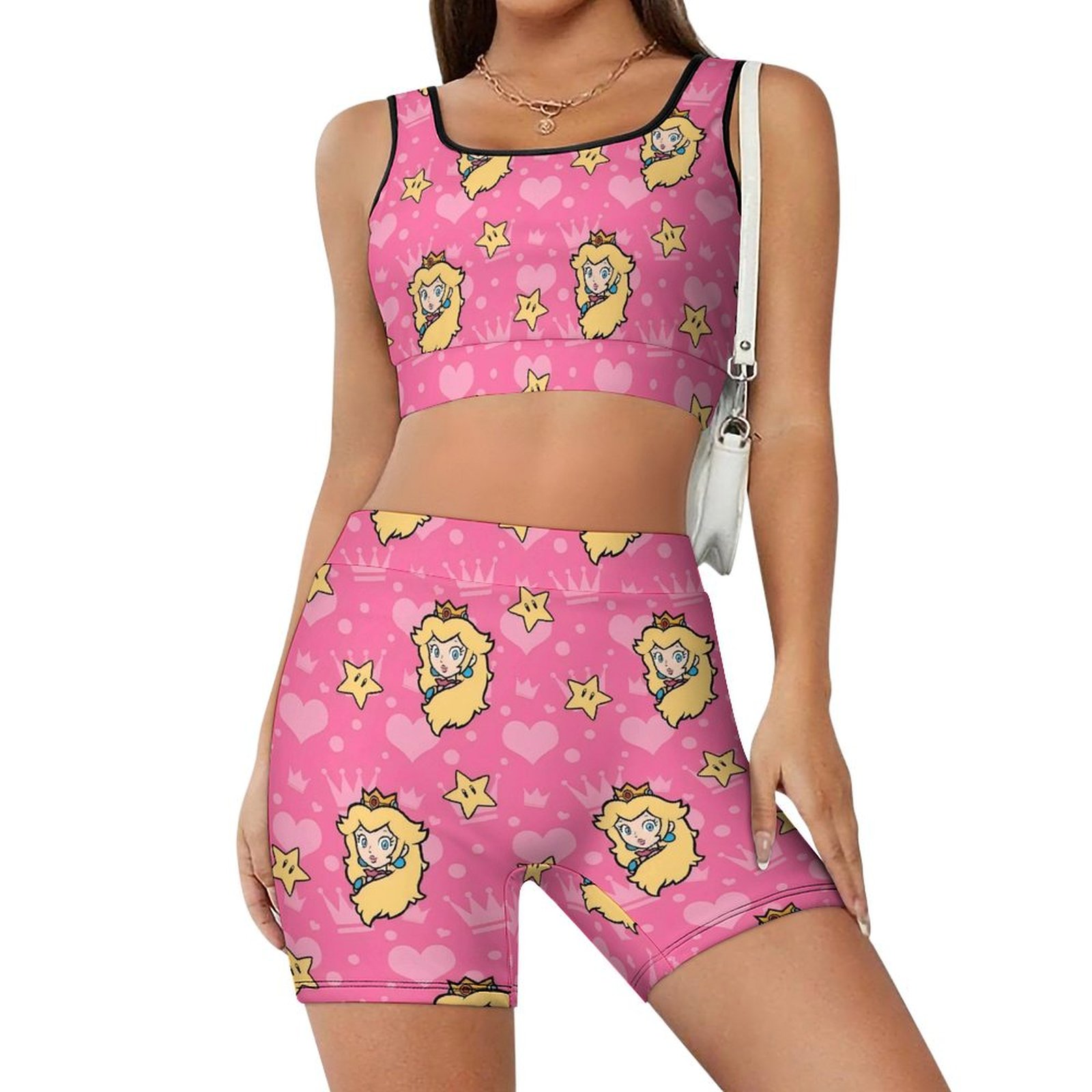 Super Mario Peach Princess Women's yoga and fitness set 2 piece S ...