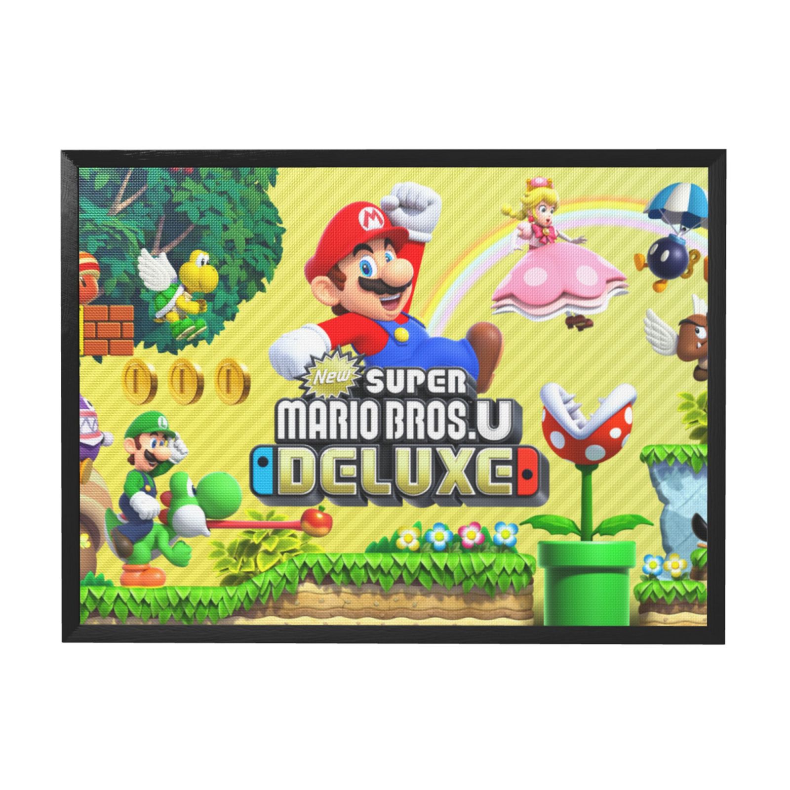 Super Mario Play Black Frame Decorative Painting Canvas Decor Wall ...